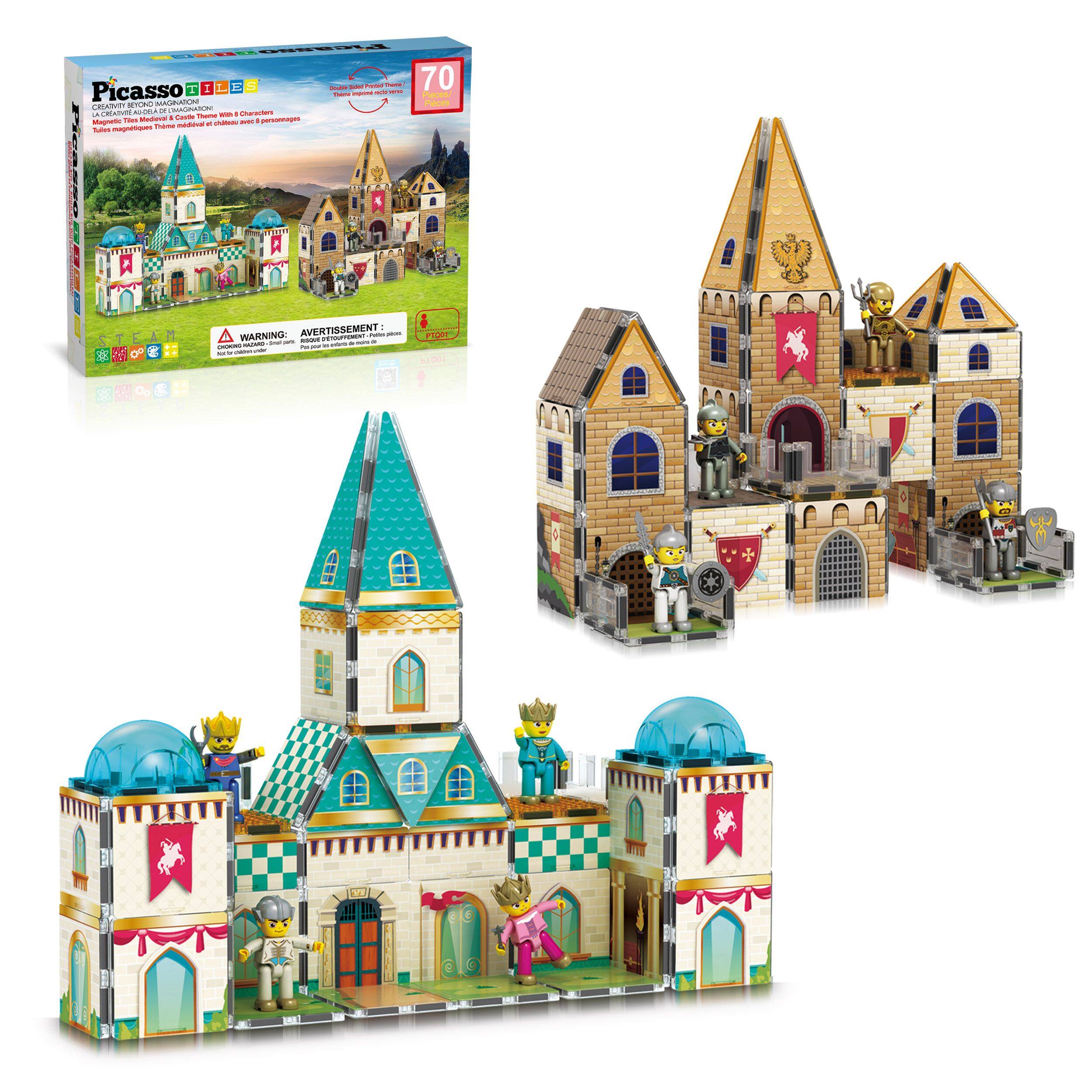 PicassoTiles 70 PC Medieval Castle Themed, Magnetic Tiles, Magnetic ...