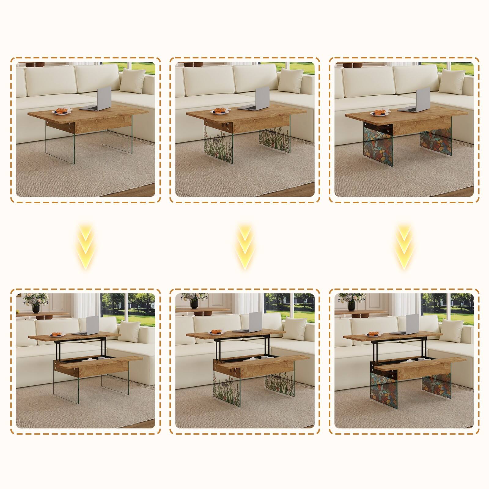 Ecooso Multifunctional Lift Top Coffee Table Light Wood Color Grain ...