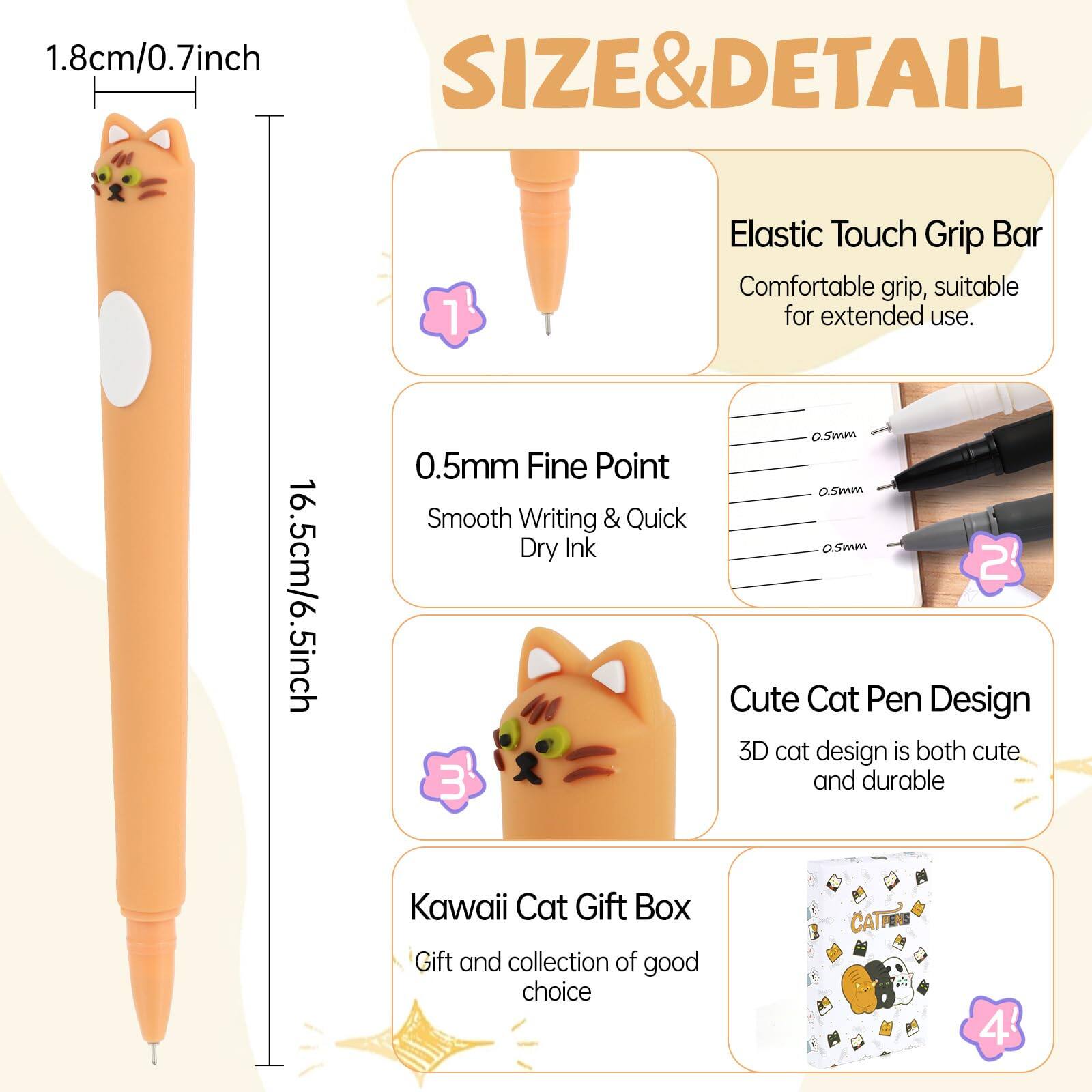 Paradigms Interiors 8 Cute Cats Design Gel Pens Ink Smooth Writing Cat ...