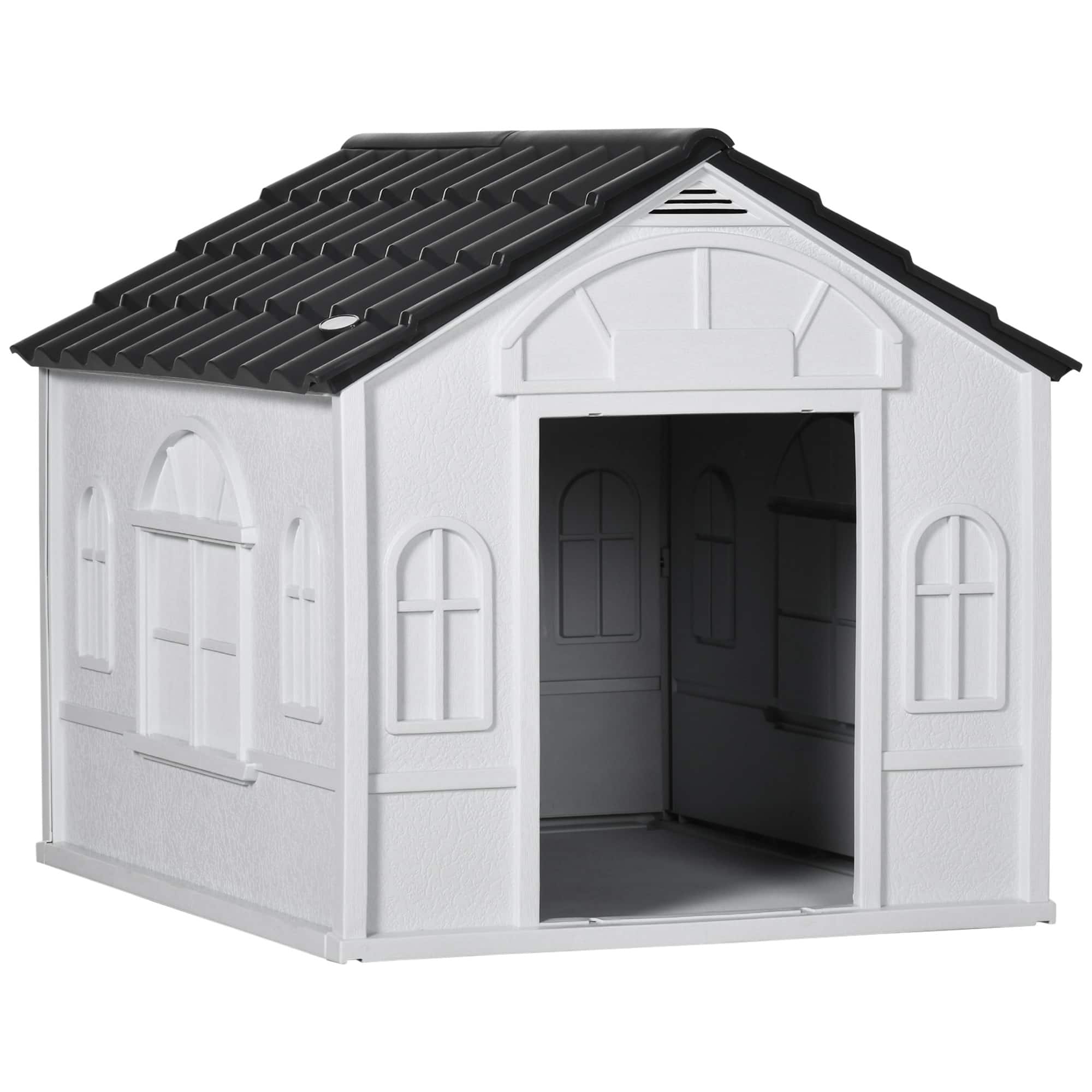 Siljoy - Gray Plastic Dog House, Water‑Resistant Snap‑Together Shelter ...