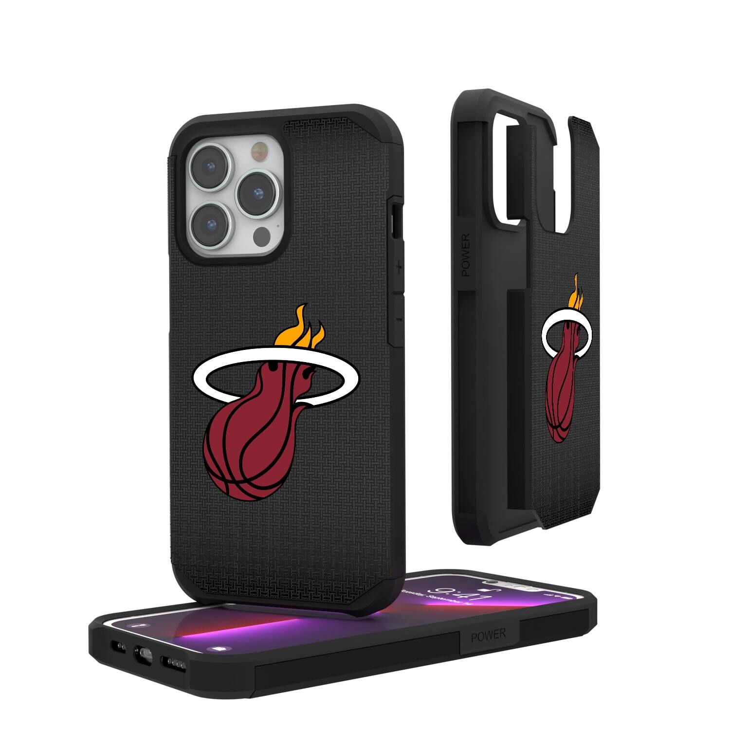 Keyscaper NBA Miami Heat Linen Logo iPhone Rugged Case 14 Pro Max Black ...
