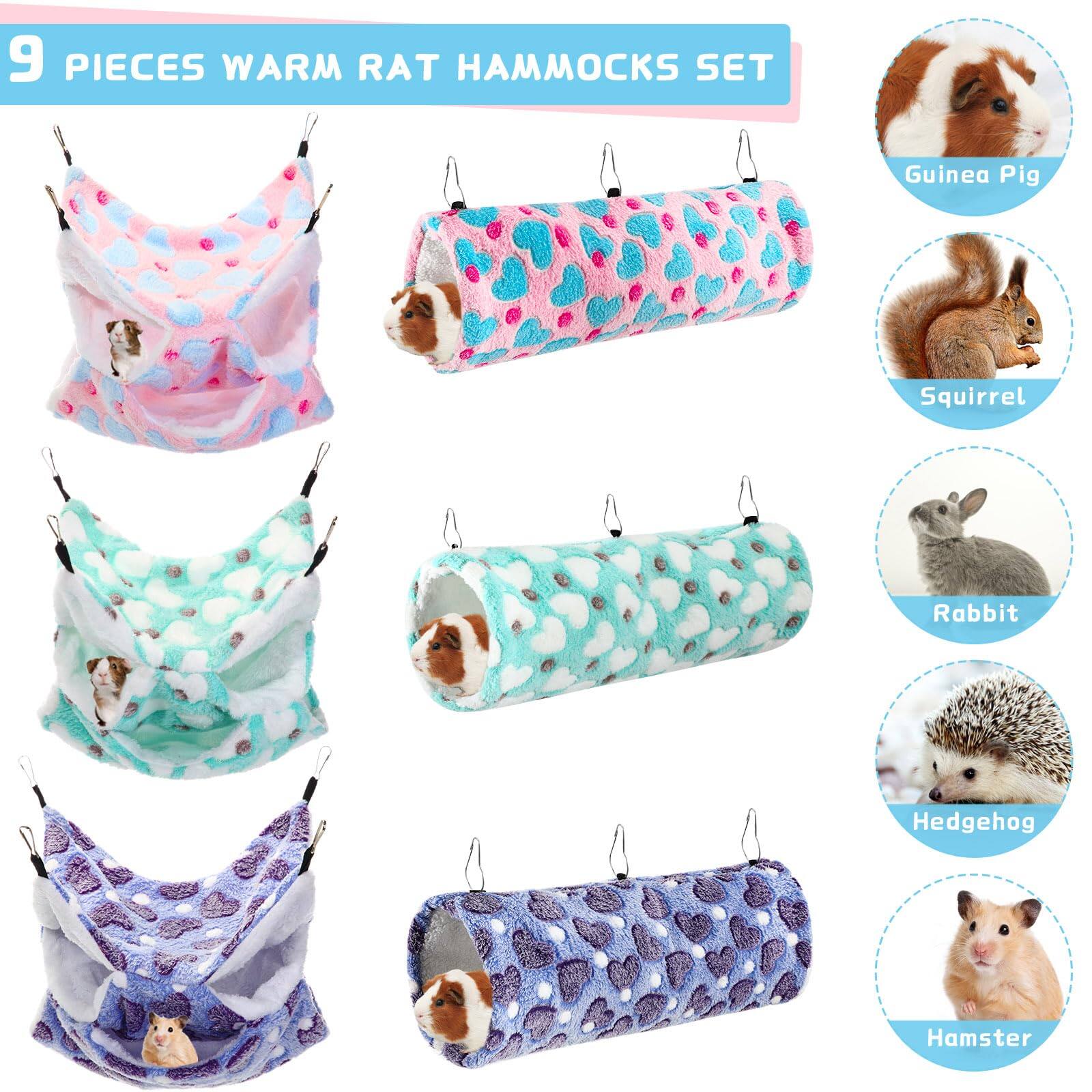 JETRANSPORT 9 Pieces Rat Hammock 3 Tier Guinea Pig Ferret Hammocks ...