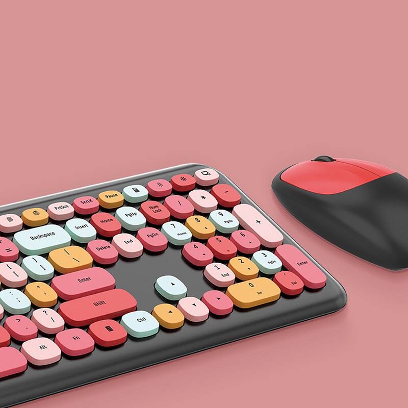 Luckbyte Retro 110 Key Wireless Keyboard & Mouse Combo Vintage ...