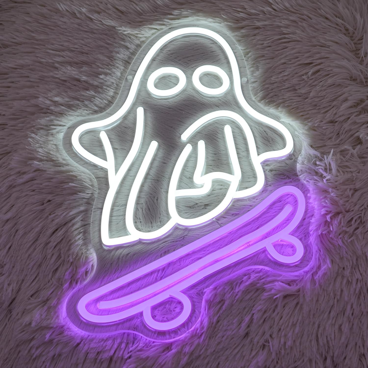 Auledio Ghost Neon Sign for Wall Decor Halloween Neon Light Skateboard ...