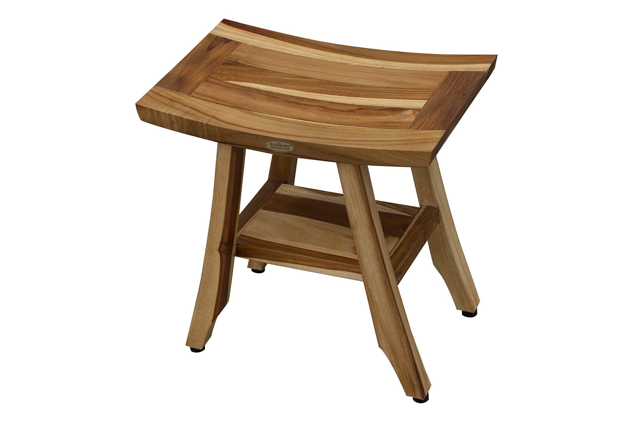 JETRANSPORT 34 Inch Satori Teak Waterproof Wood Shower Bench Stool Seat ...