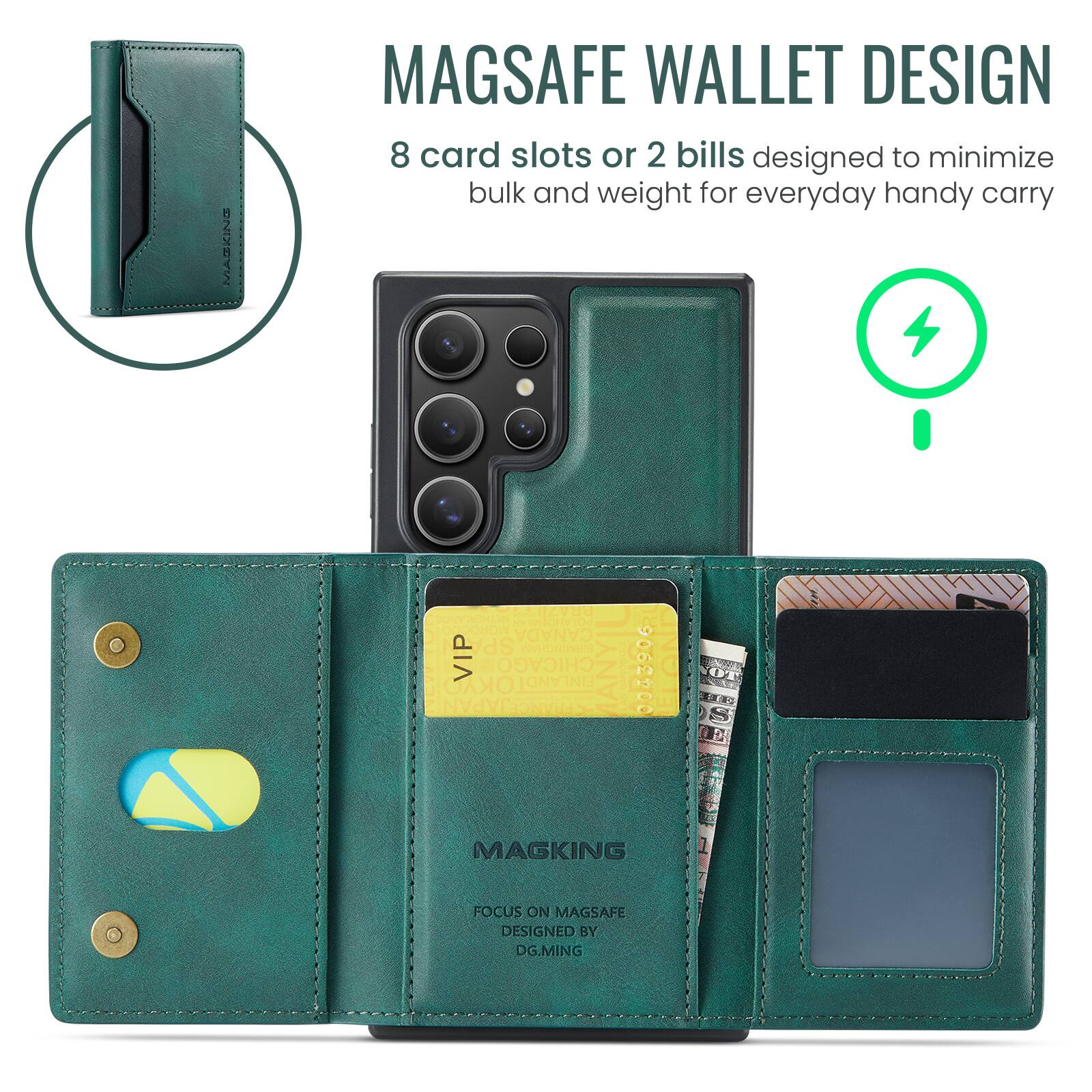 Dteck 2 in 1 Mag Safe Wallet Case for Samsung Galaxy S24 Ultra,PU ...