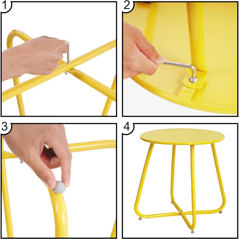 Lent Glitter Wood ROUND ALLOY STEEL OUTDOOR ACCENT TABLE Yellow LGW ...