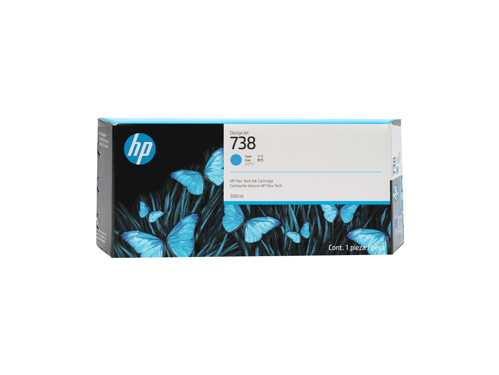 HP 738 300 ml Cyan DesignJet Ink Cartridge, 676M6A HP 738 DesignJet Ink ...