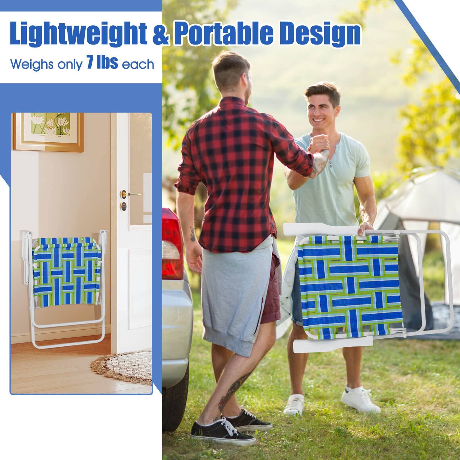 Costway Folding Beach Chairs Set of 6 with Armrests for Adults Loads up ...