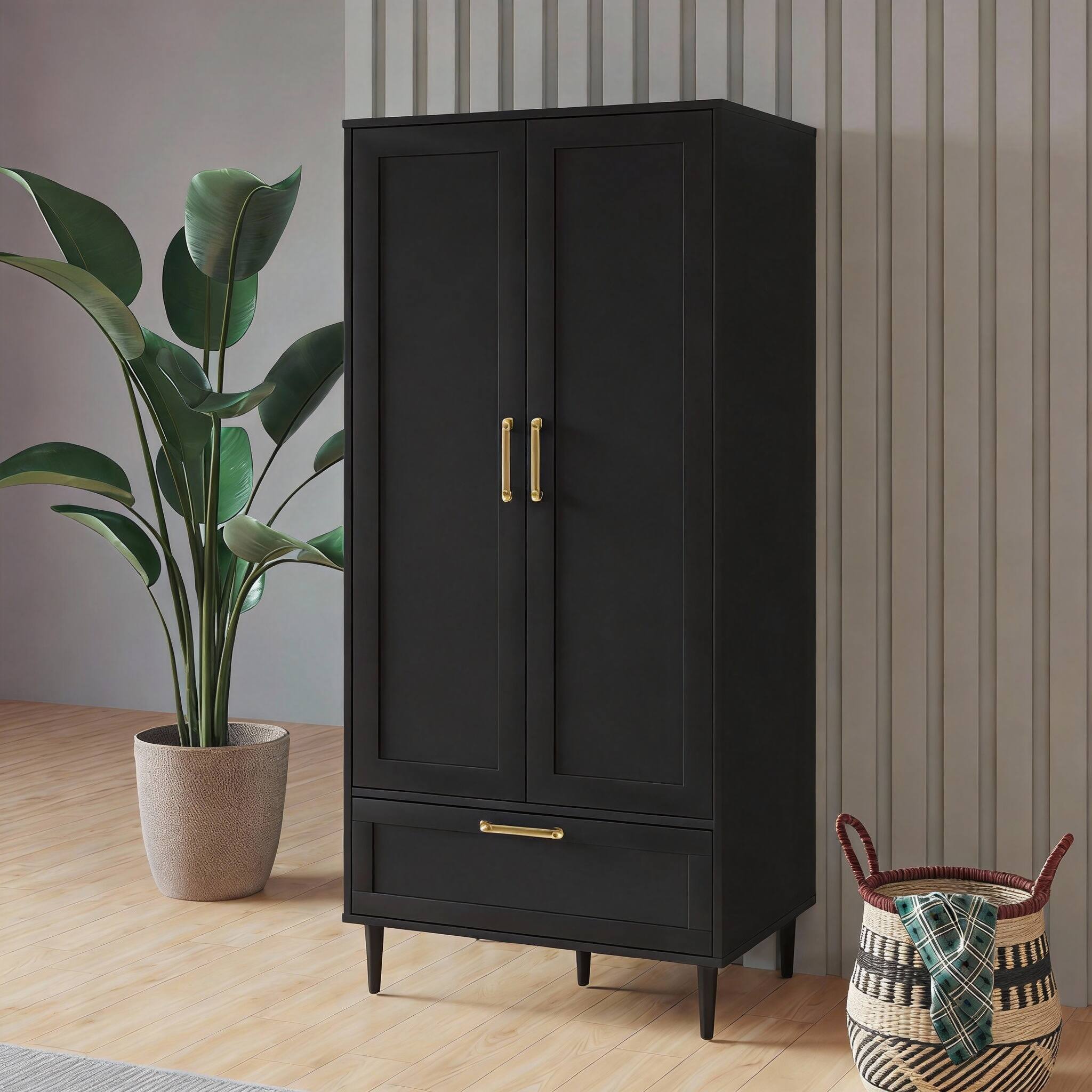 PO3TICJUNKI3 Bedroom Armoire Wardrobe Closet With Hanging Rod Almirah ...
