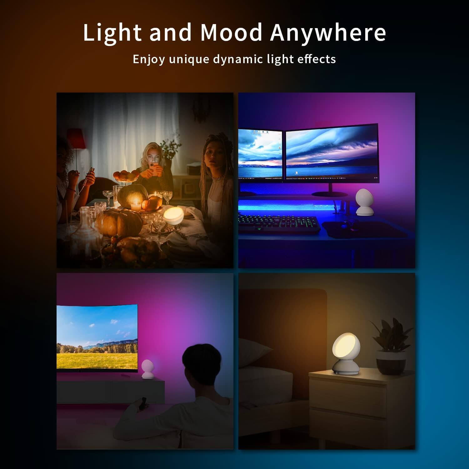 The Best Inks Night Light Table Lamp Smart Portable LED with RGBWW Voice Control Dimmable ...