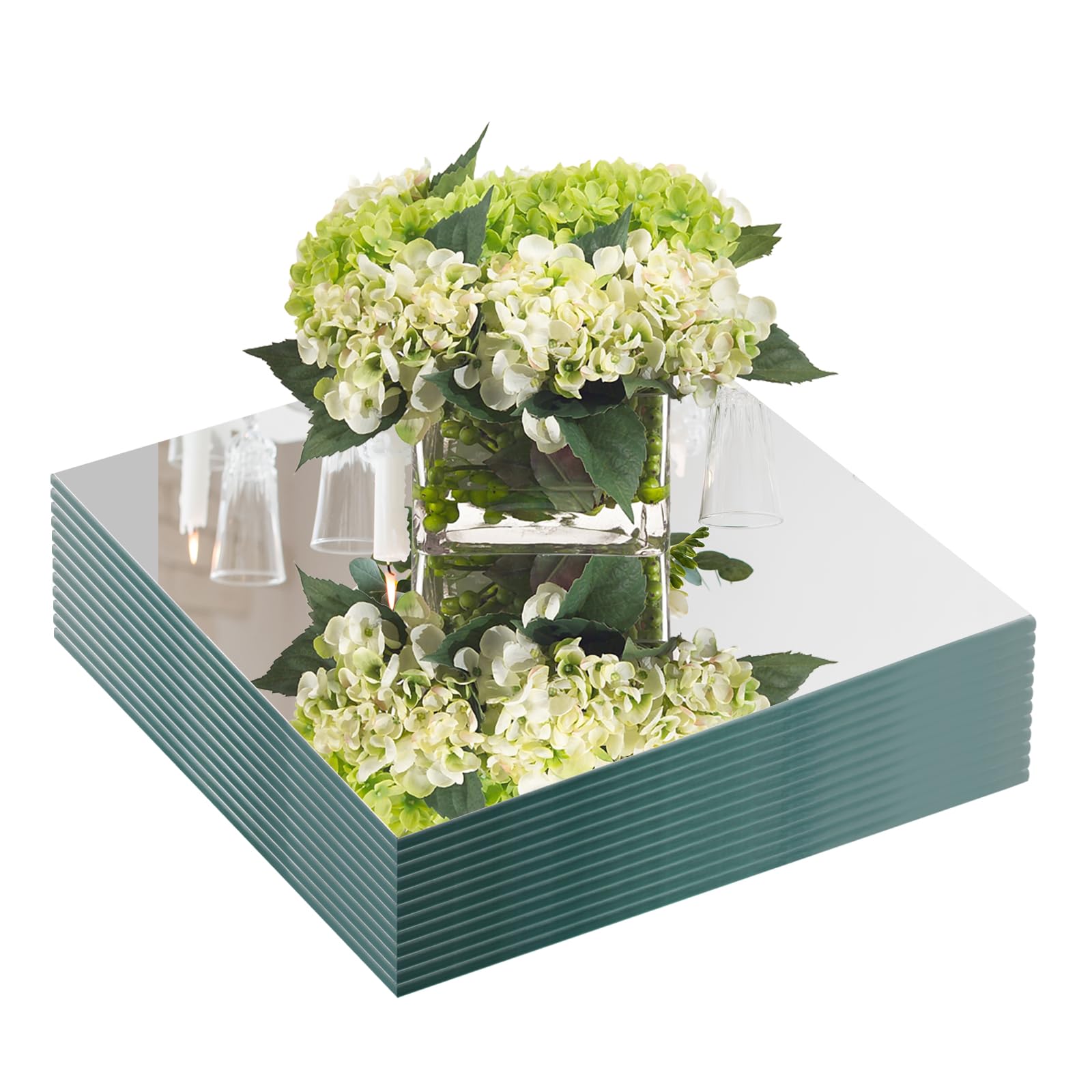 Reds Spade 12 Glass Mirror Centerpieces For Table Set Of 12 Square ...