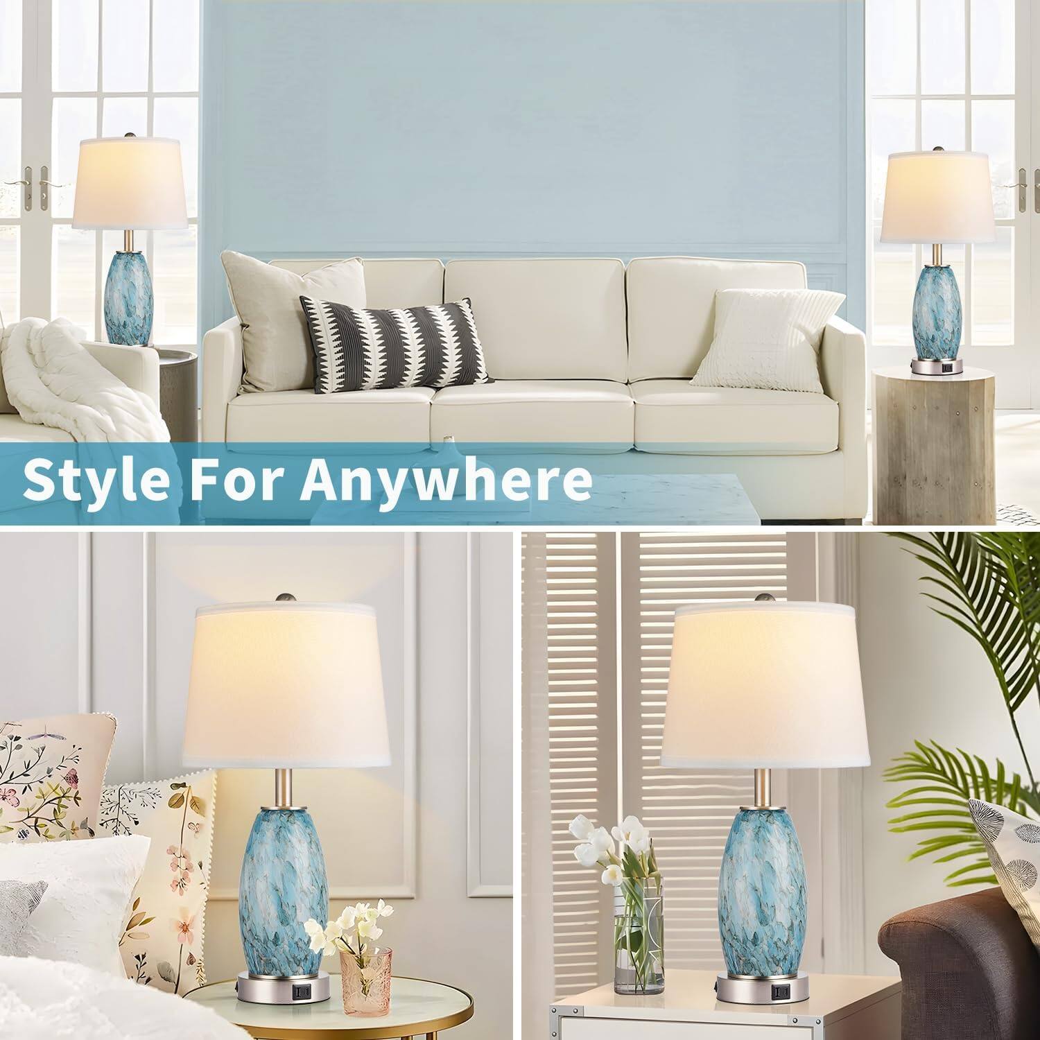 The Best Inks blue light table lamp USB Modern adjustable Glass Lamps ...