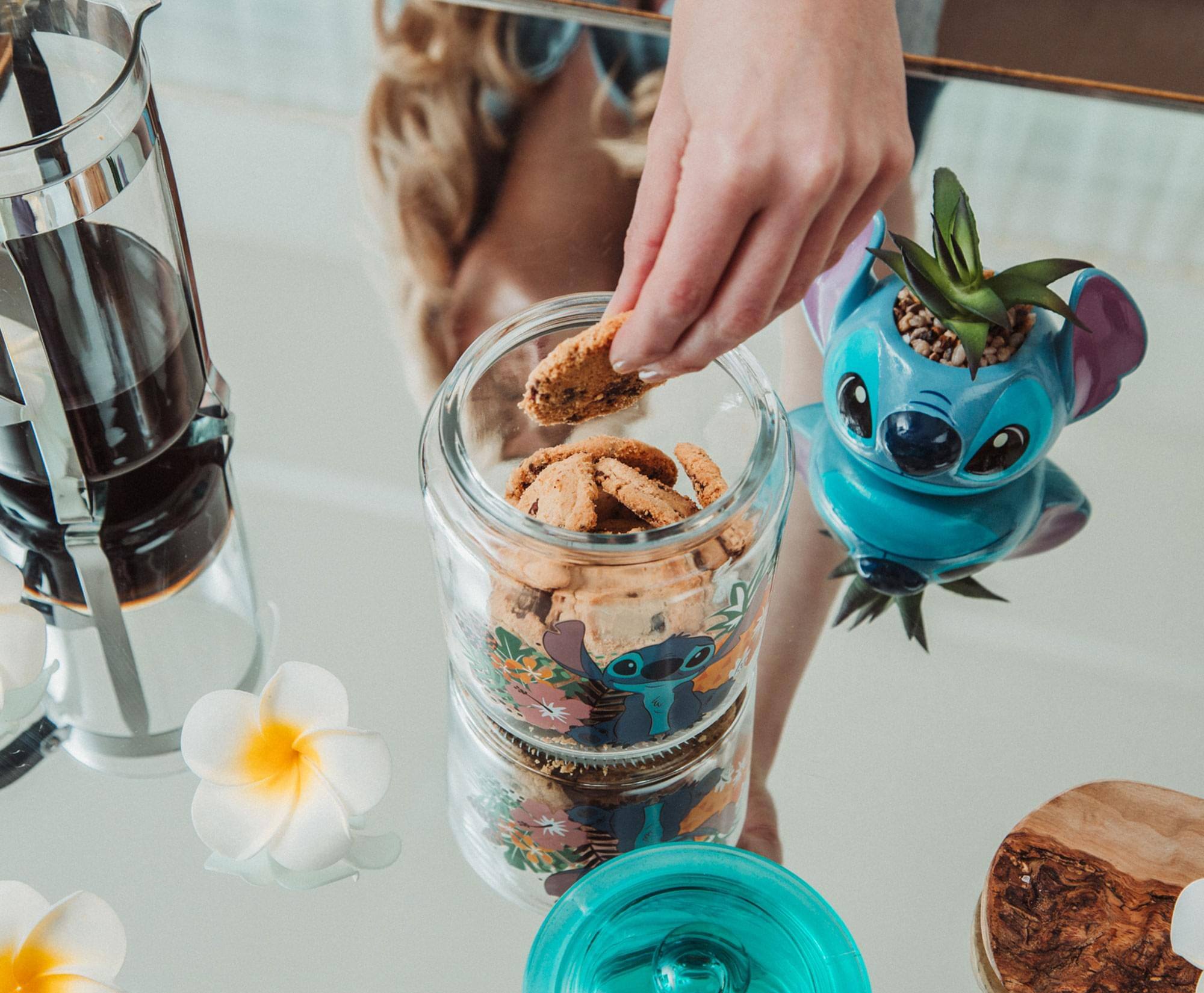 Disney Lilo & Stitch Glass Snack Jar Container With Lid | 6 Inches Tall ...