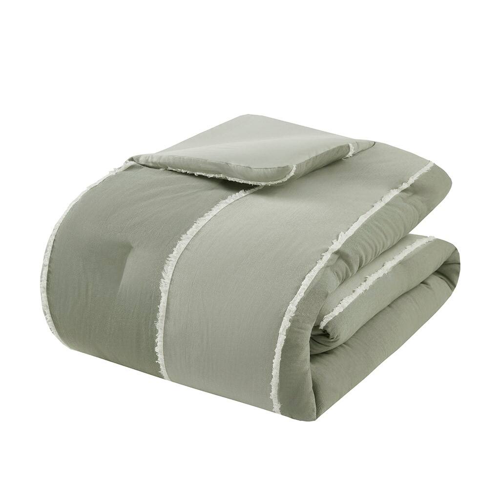 Gracie Mills Lyon 3 PC Striped Cotton Comforter Set Sage 1231-01II ...