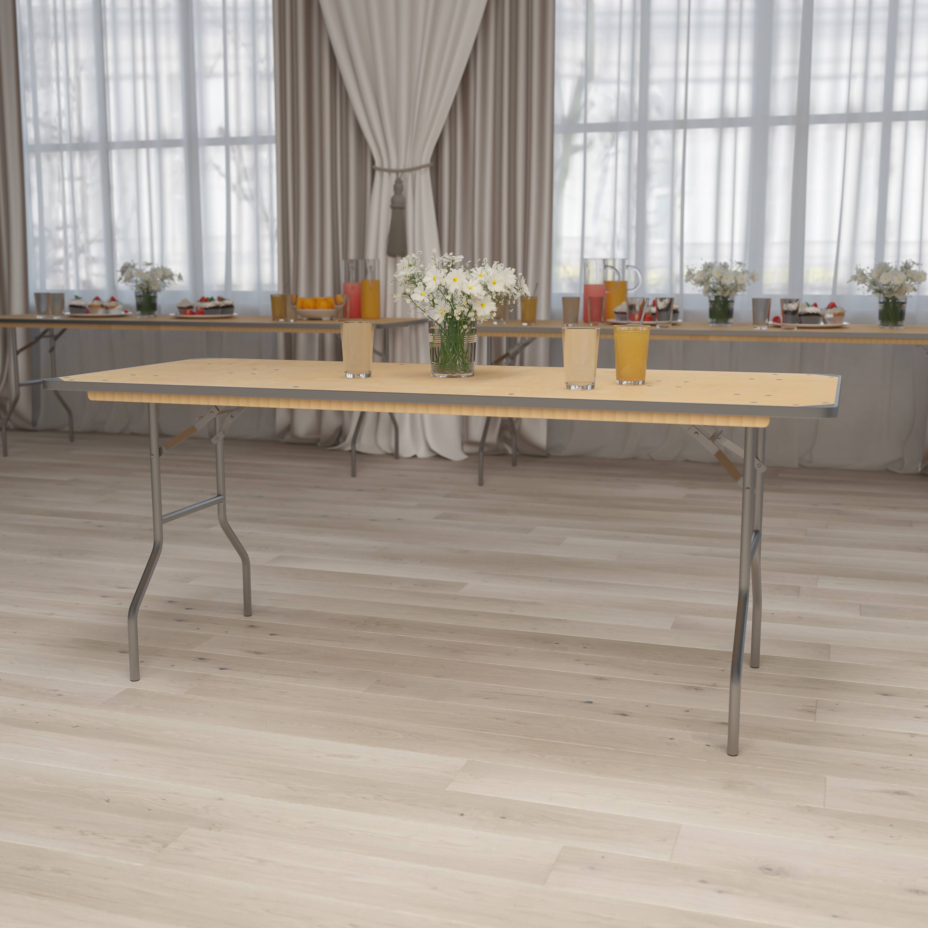 Emma + Oliver 6 Foot Rectangular HEAVY DUTY Birchwood Folding Banquet ...