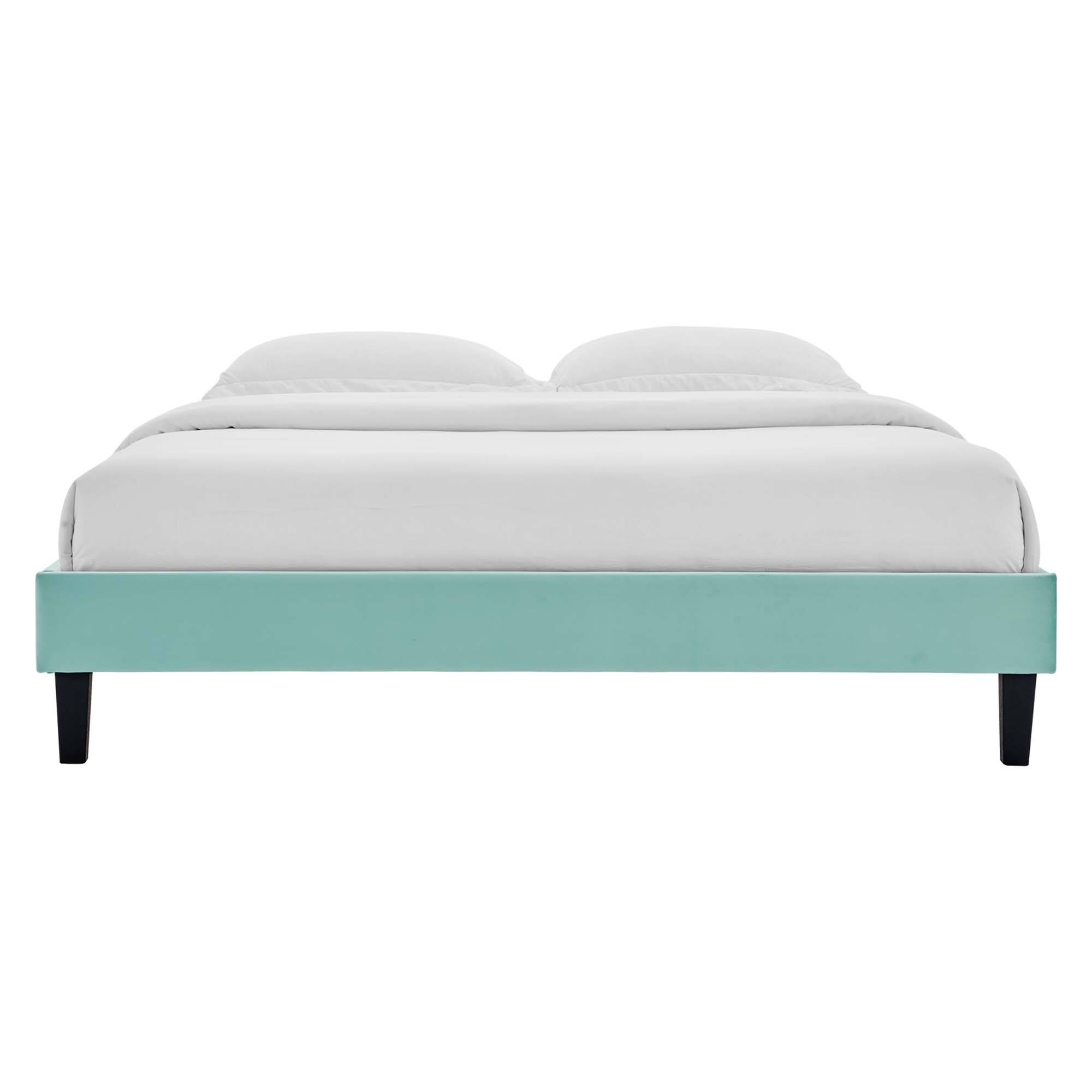 Modway Tessie Fabric King Bed Frame with Squared Tapered Legs Blue MWY ...