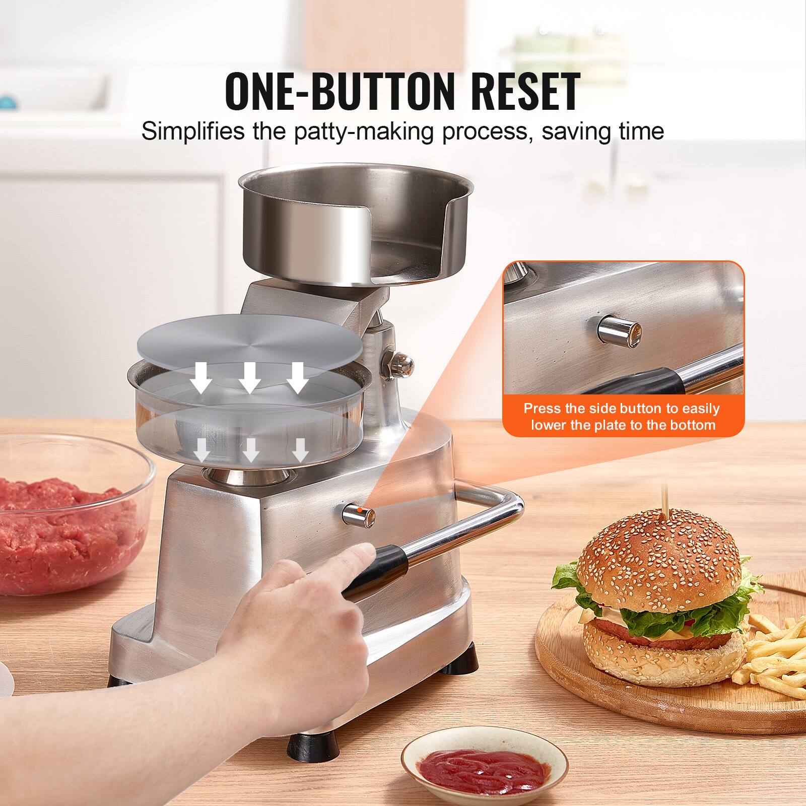 VEVOR Commercial Burger Patty Maker, 130mm/5inch Hamburger Beef Patty ...