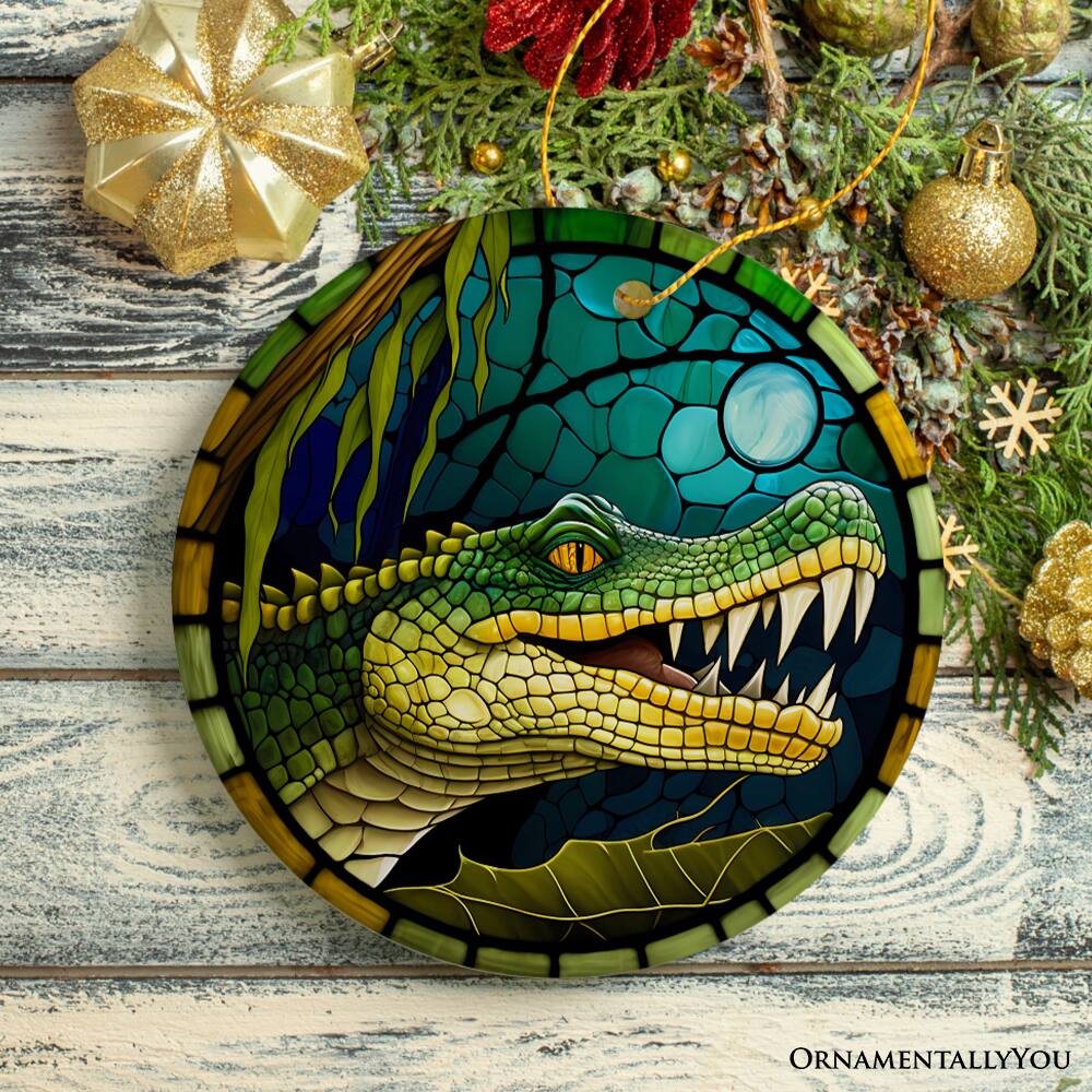 OrnamentallyYou Artistic Wetlands Alligator Ceramic Ornament Stained ...