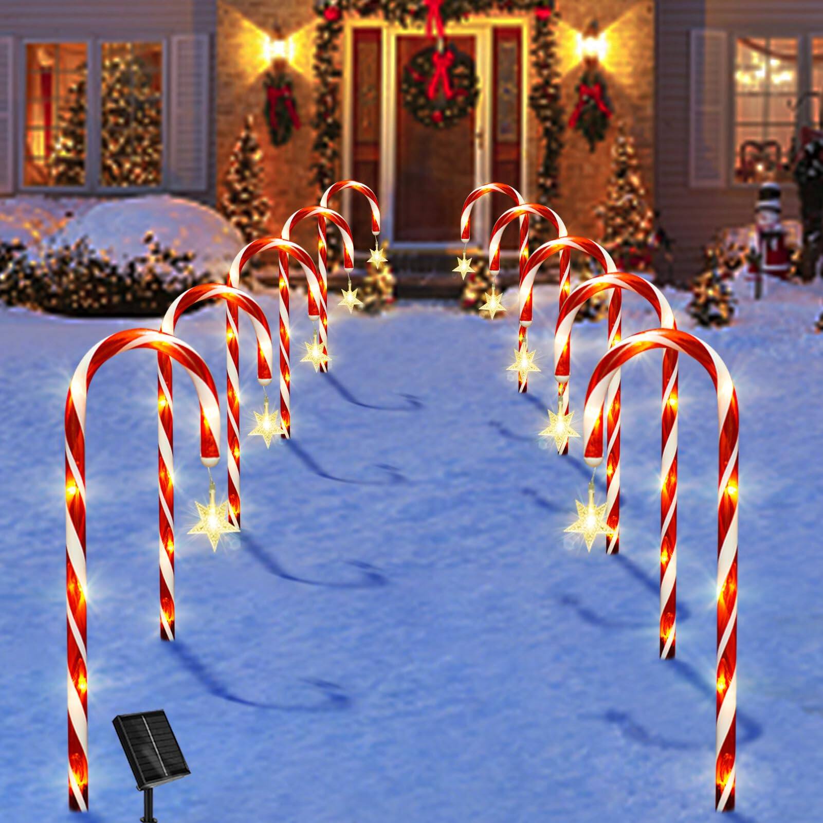 NICHOLAS KLEIN Christmas Decorations Outdoor 10 Candy Cane Lights 21 ...