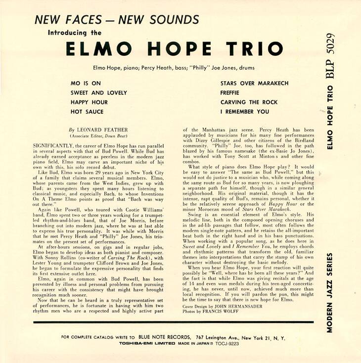 Best Buy: Introducing the Elmo Hope Trio: New Faces, New Sounds [LP] VINYL