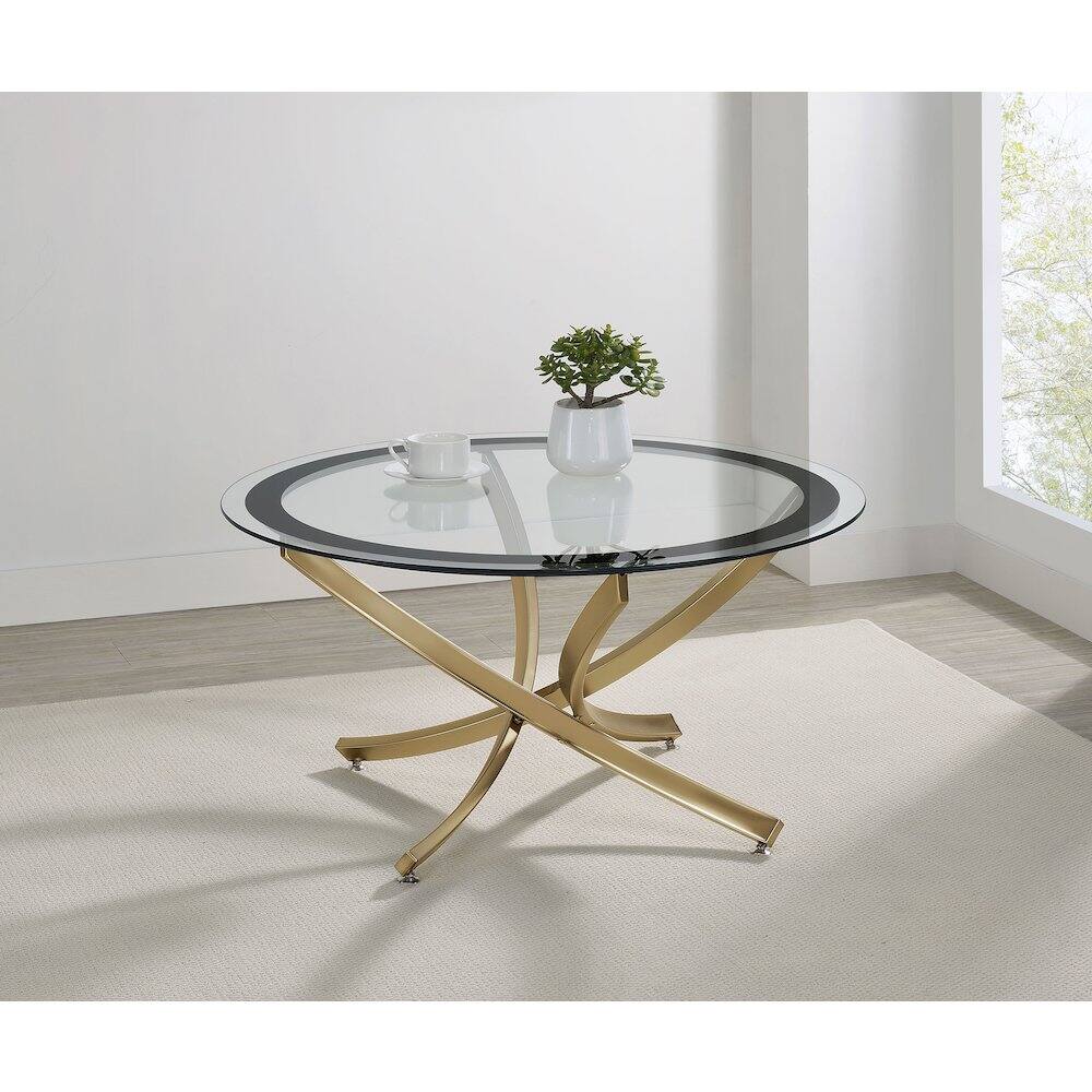 Coaster Co. of America Brooke Round Glass Top Coffee Table Metal Base ...