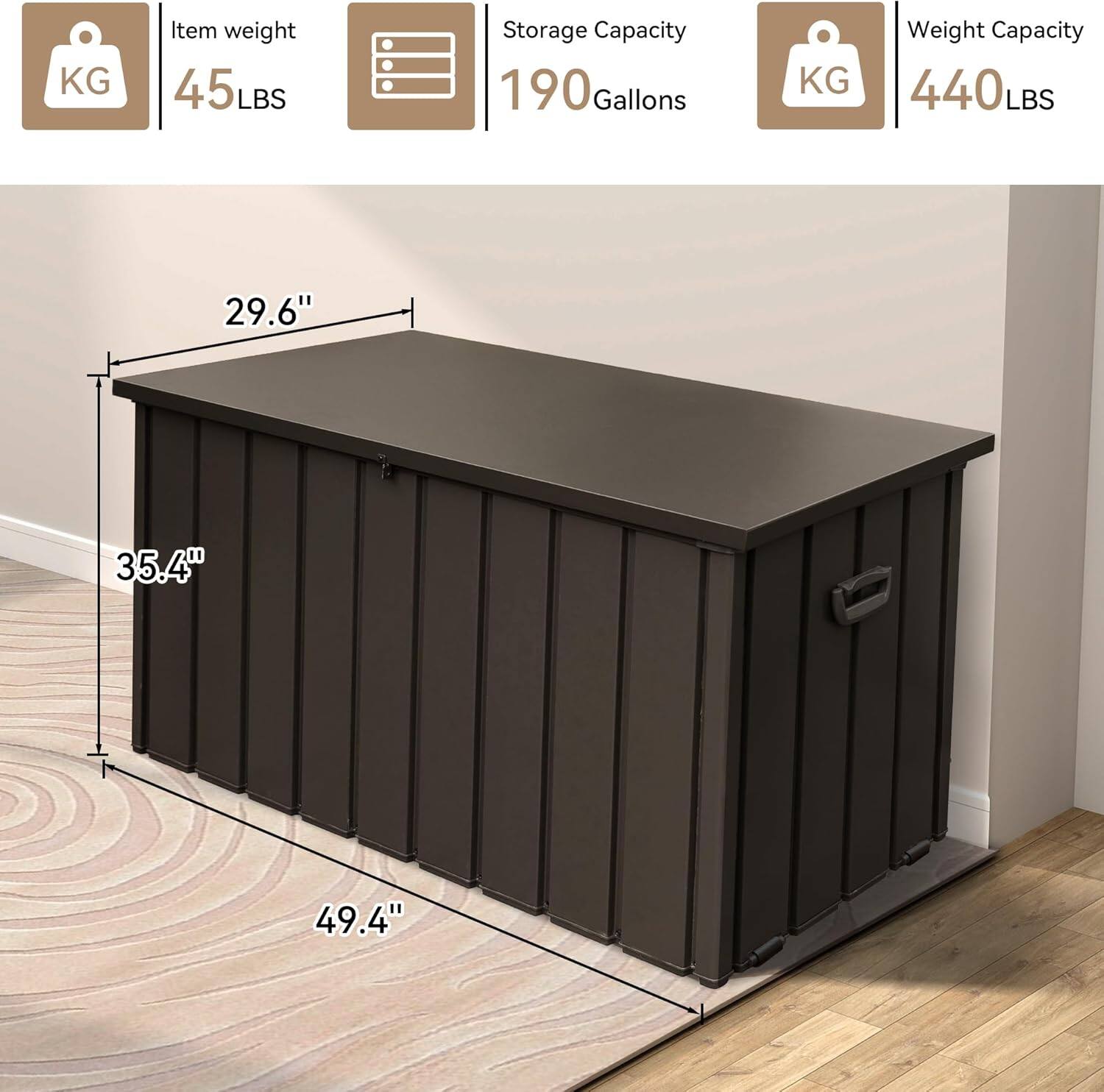 HOMLUX Metal Deck Box Steel Outdoor Box Storage Cabinet Storage Bench ...