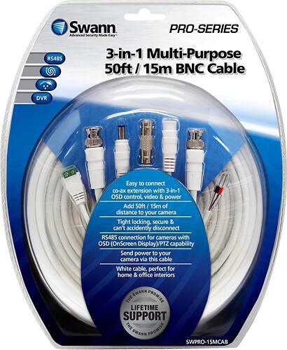 Best Buy: Swann 50' 3-In-1 Multipurpose Coaxial Video and Power Cable ...