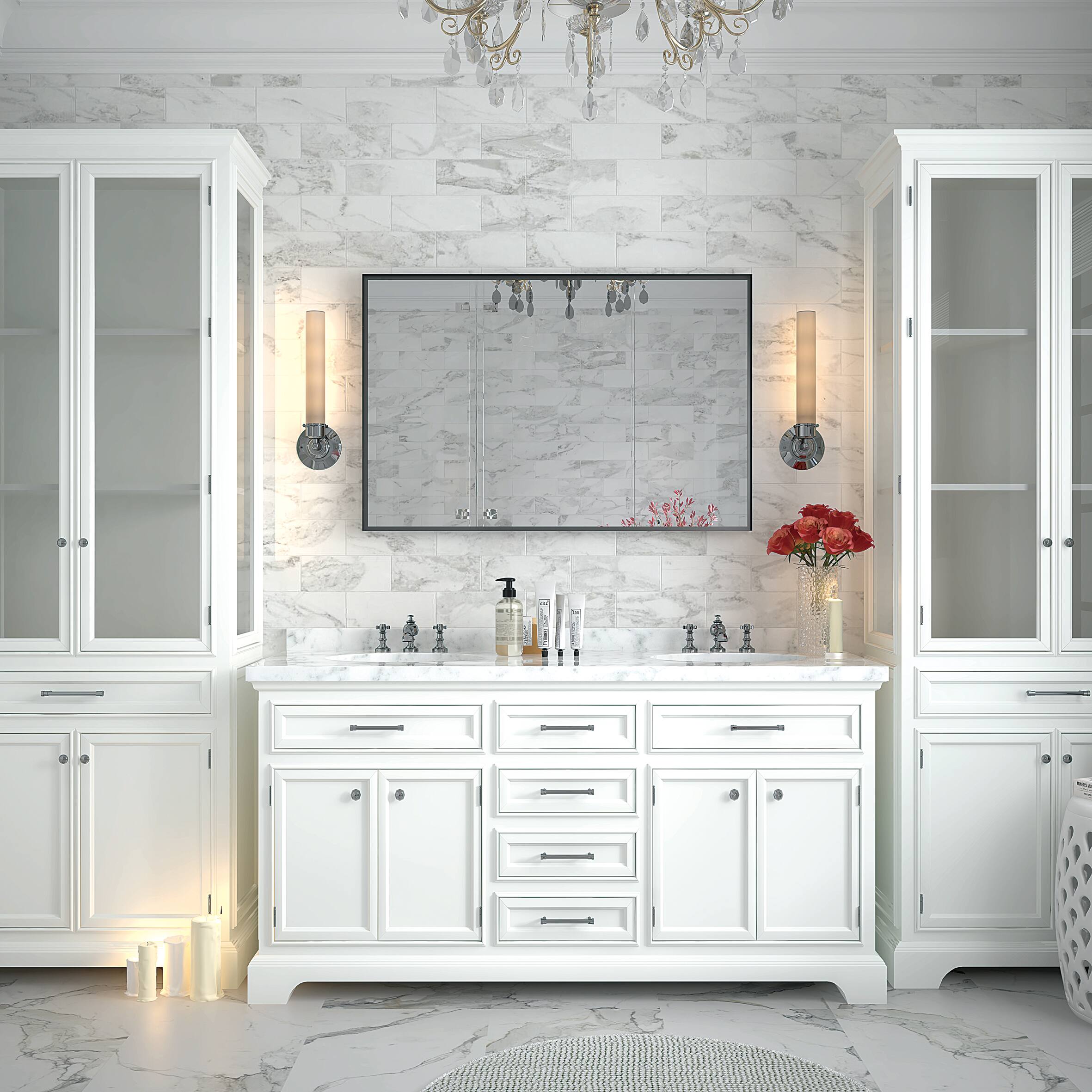 APRILSOUL 36x24inch Rectangular Bathroom Mirror Metal Frame Wall ...