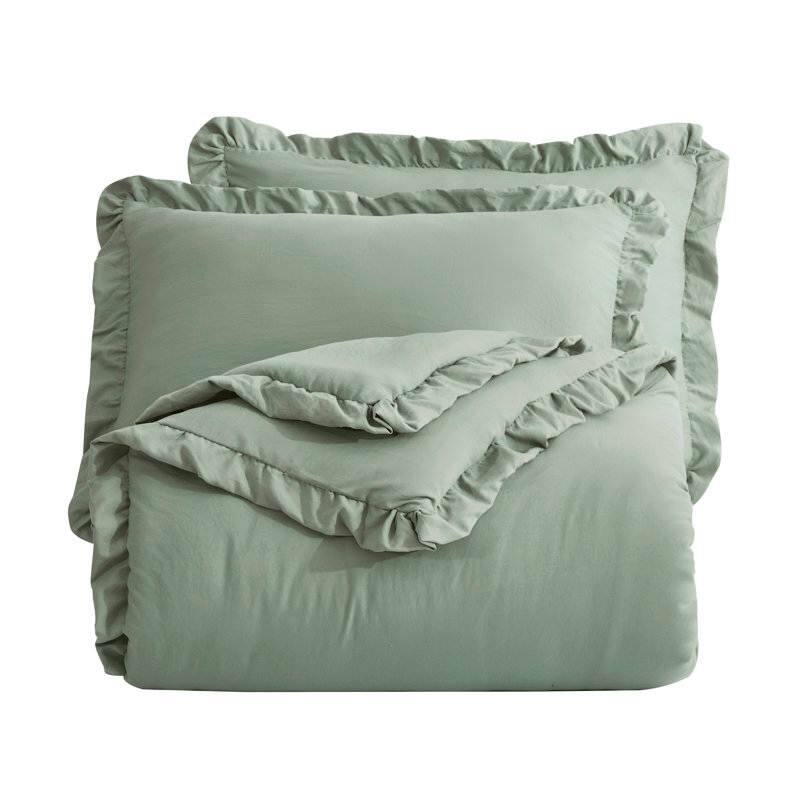 Hivvago Full Size Microfiber 3 Piece Comforter Set with Ruffled Edge ...