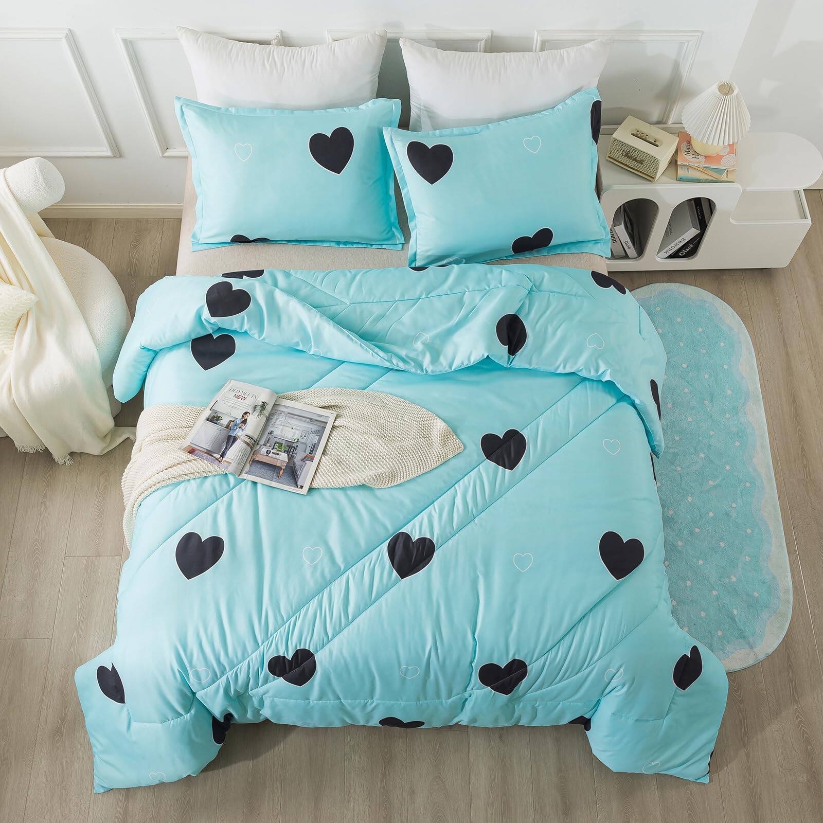 Paradigms Interiors Comforter Set Size Light Cute Heart Print Bedding ...