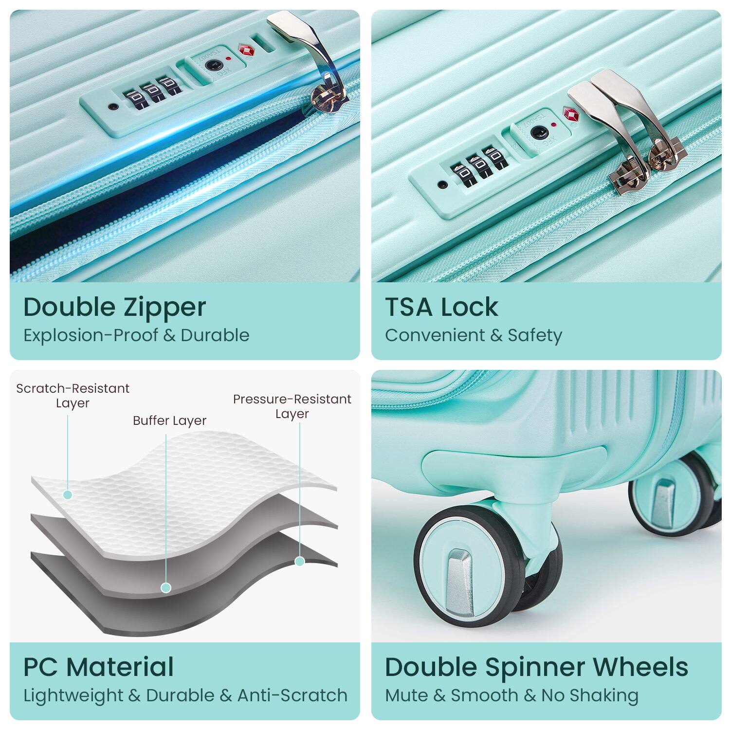 Ecooso 3 Piece Luggage Set Expandable Hardshell Suitcase with TSA Lock ...