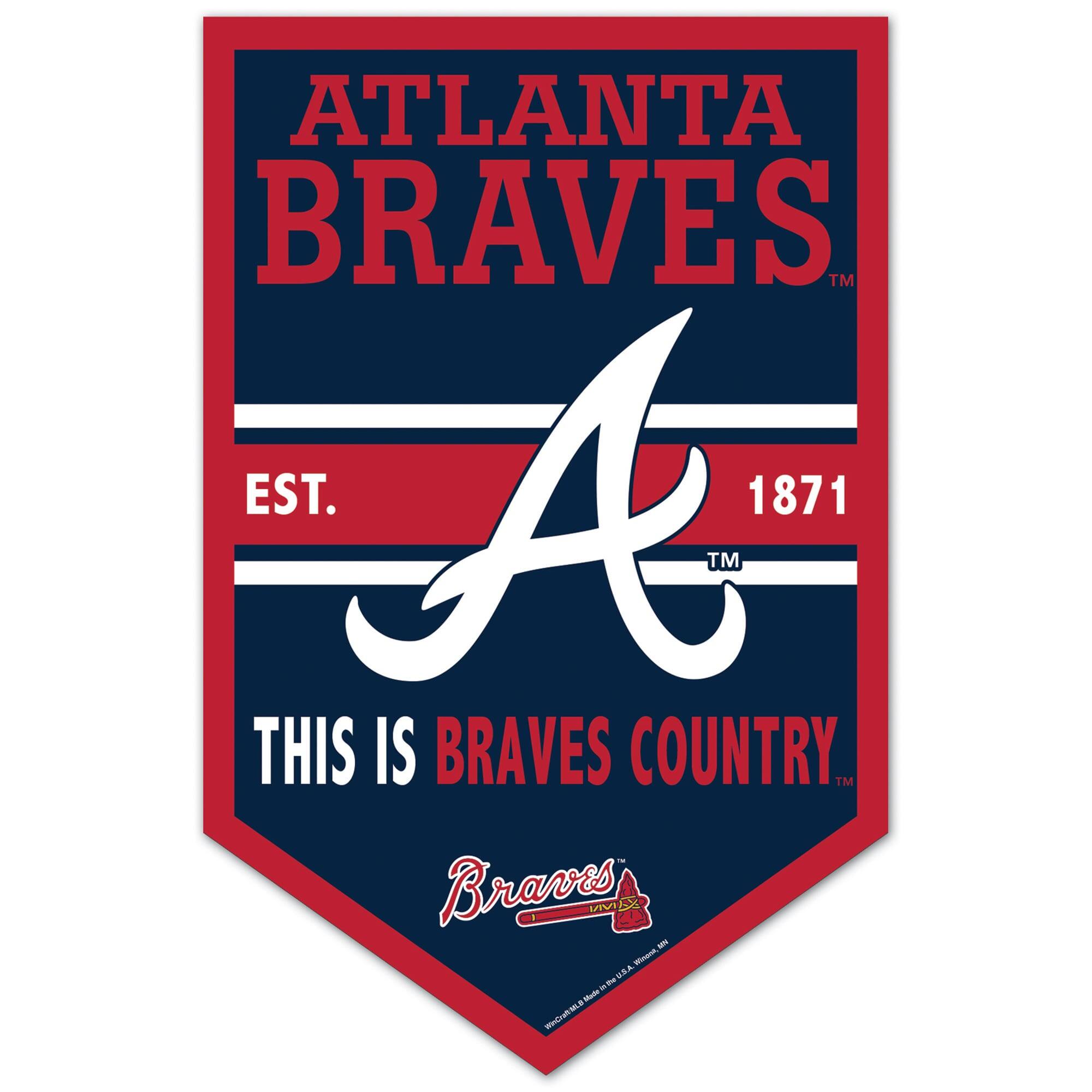 WinCraft Atlanta Braves 11" x 17" Chevron Wood Sign Multicolor ...