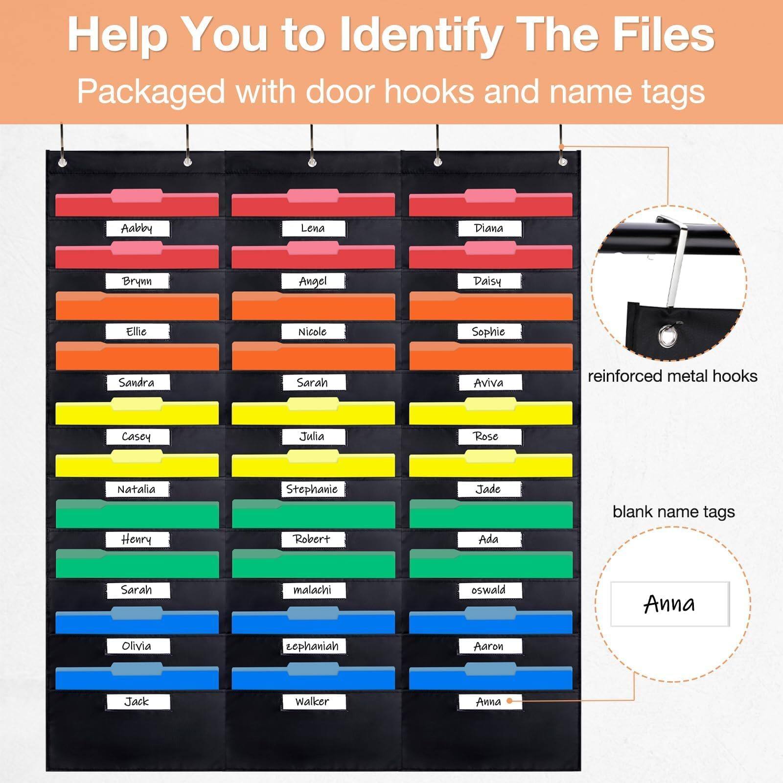 Dapper Styles Storage Pocket Chart With Nametag Hanging Wall File ...