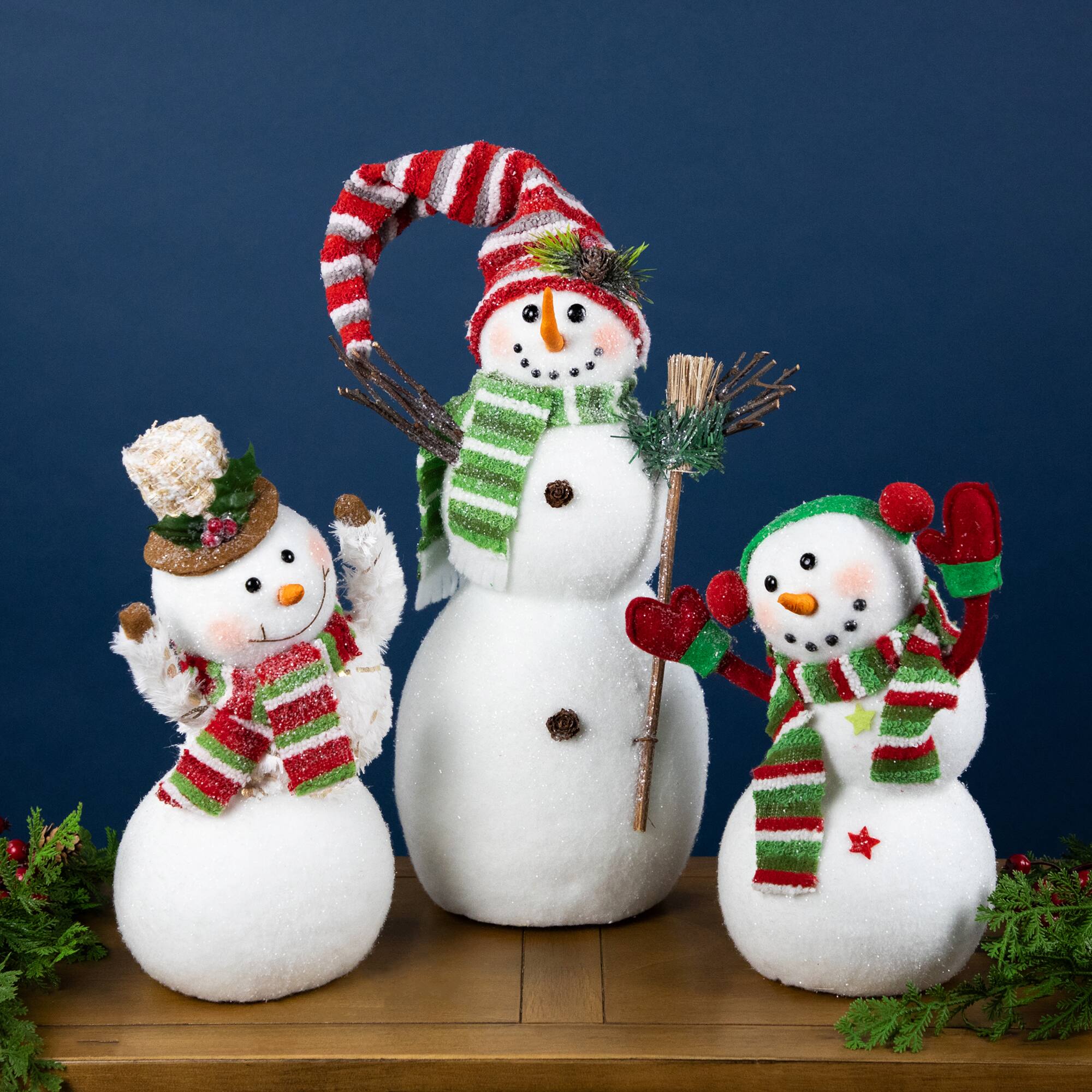 Northlight Glittered Snowman with Broom Christmas Figure 14" White ...