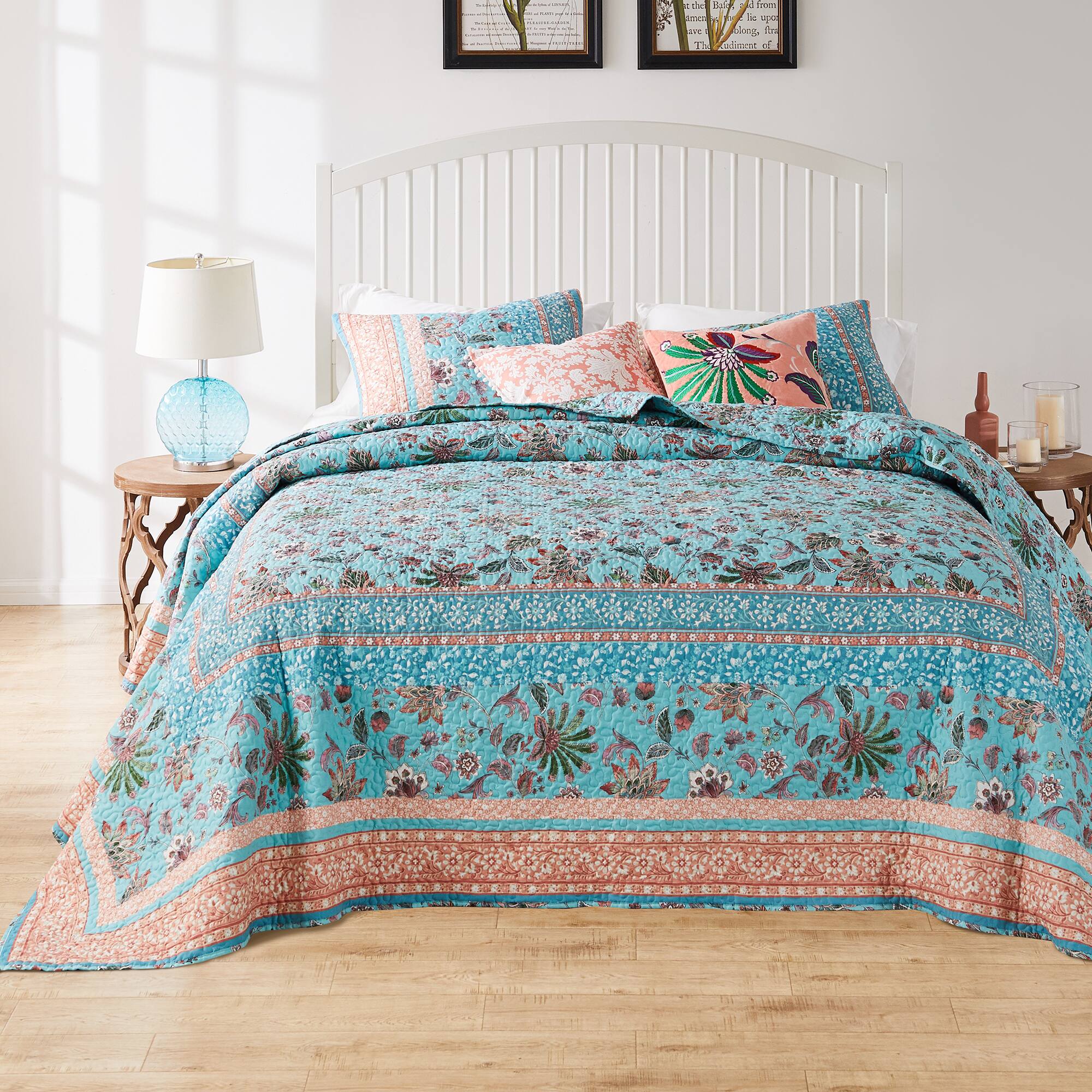 BreeBe Audrey Bedspread Set 3 Piece King/Cal King Turquoise GL-2011AJSK ...