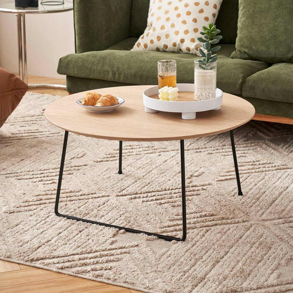 Lirago Modern Round Coffee Table Sofa Side Table for Small Spaces 15.7 ...