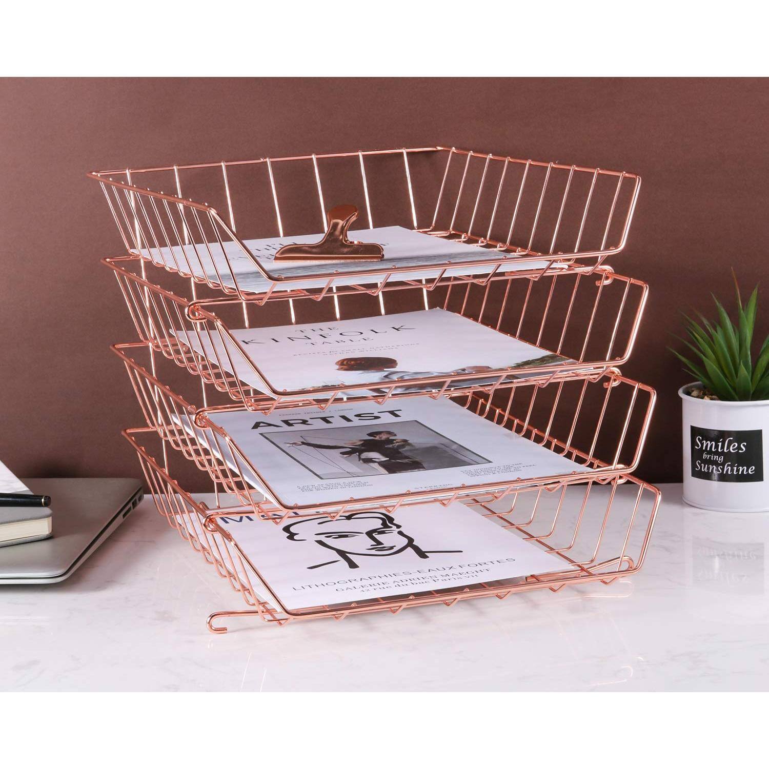Dapper Styles Stackable Letter Tray 4 tier Desk File Organizer For ...