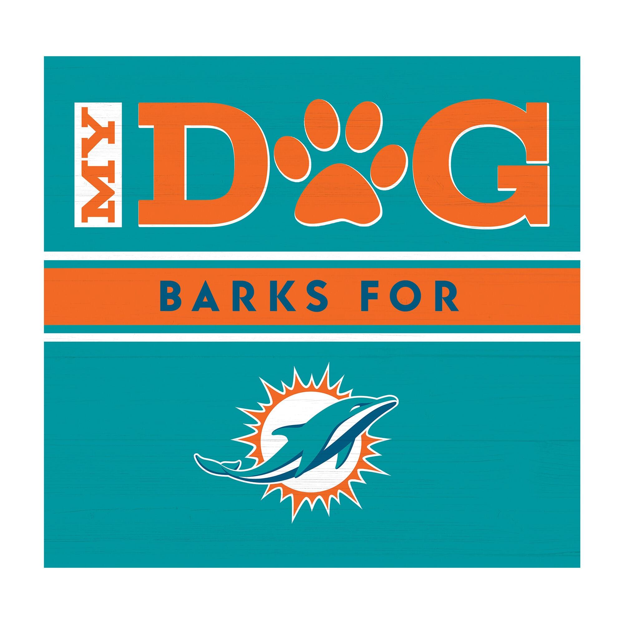 Imperial Miami Dolphins 10" x 10.5" Dog Barks Wall Art Multicolor ...