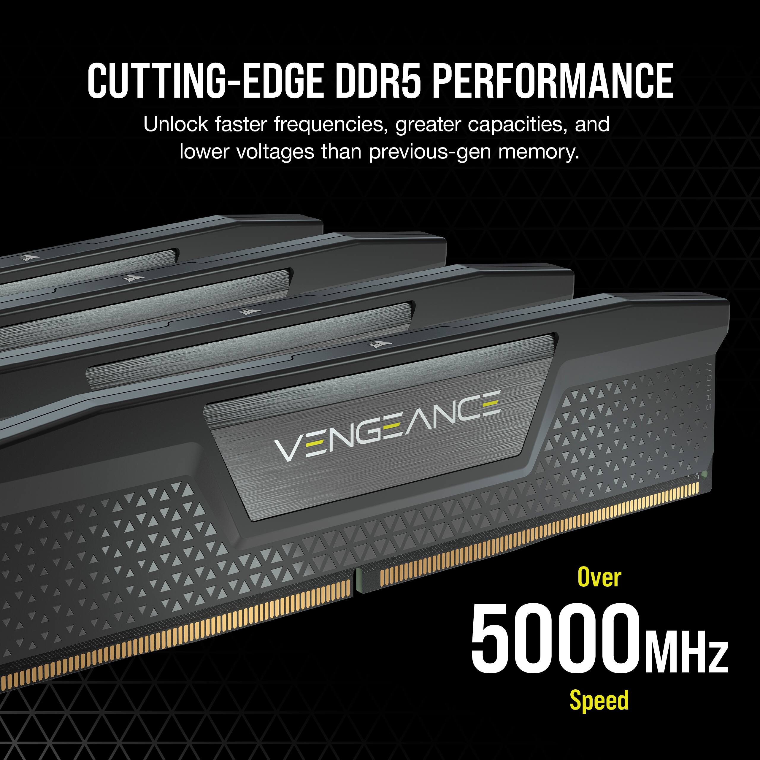 CORSAIR VENGEANCE 32GB (2x16GB) DDR5 5600MHz C40 UDIMM Desktop Memory Black CMK32GX5M2B5600C40 ...