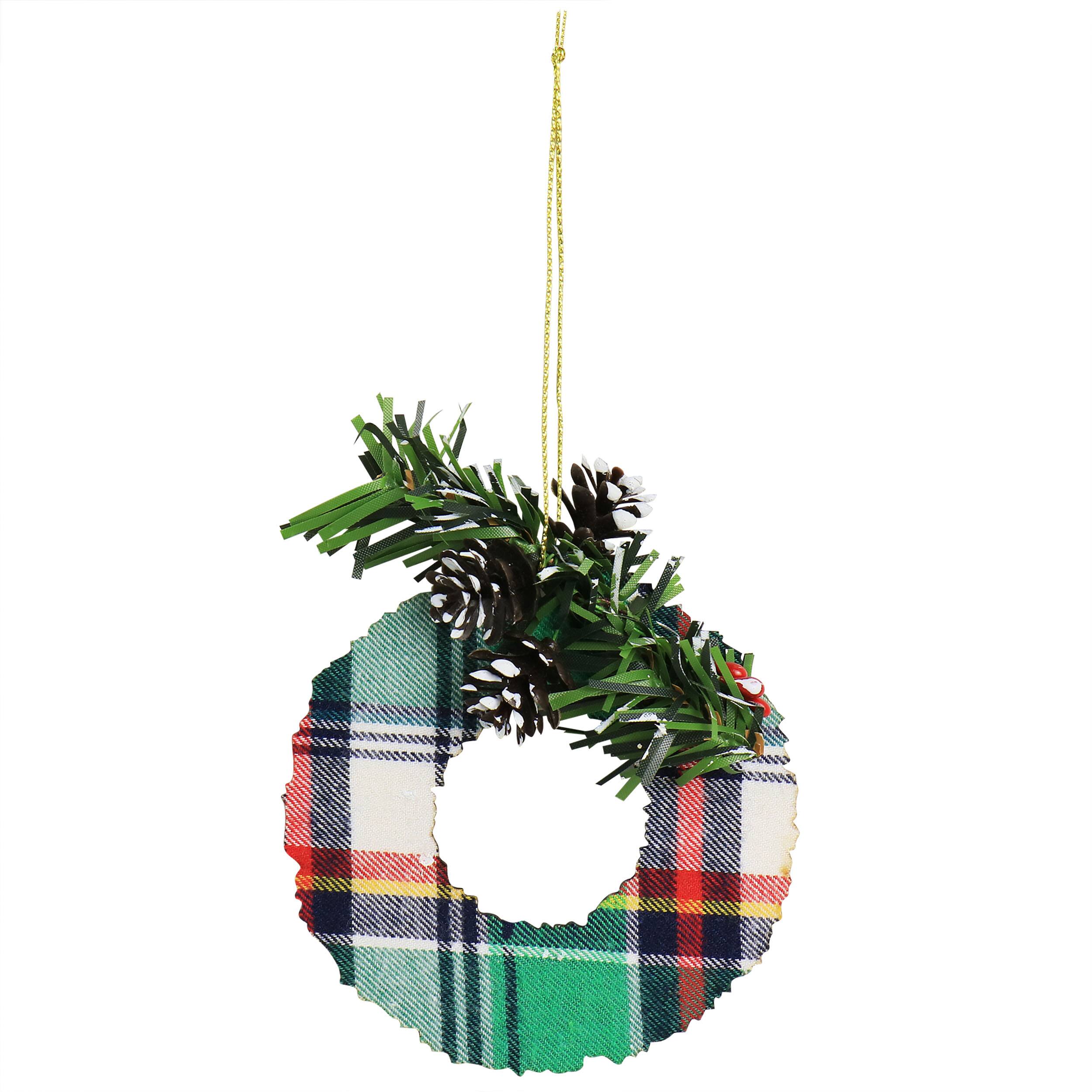 Martha Stewart Holiday Wreath Ornament 4 Piece Set in Red and Green Red ...
