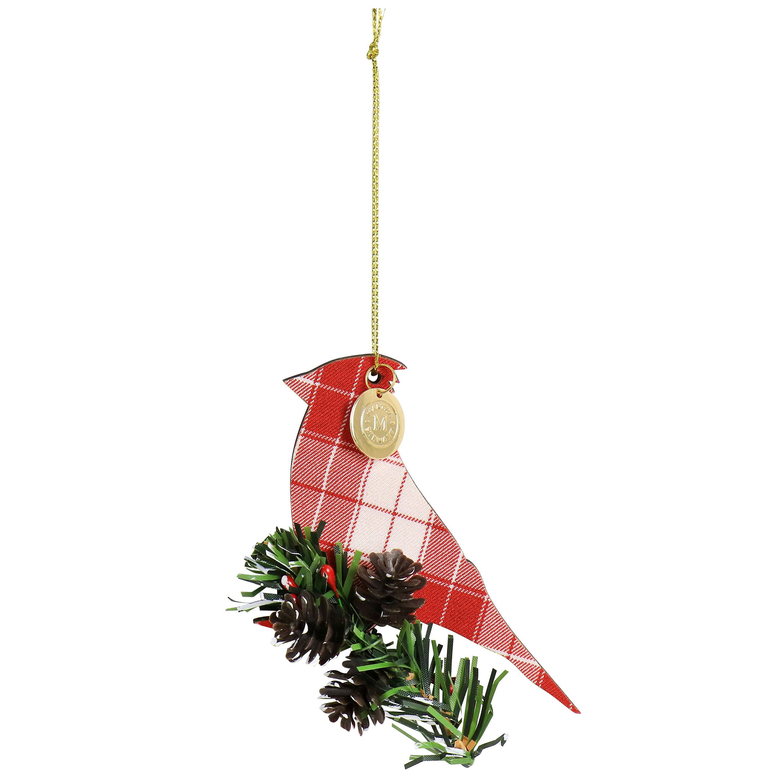 Martha Stewart Holiday Bird Ornament 4 Piece Set in Red and Green Red ...