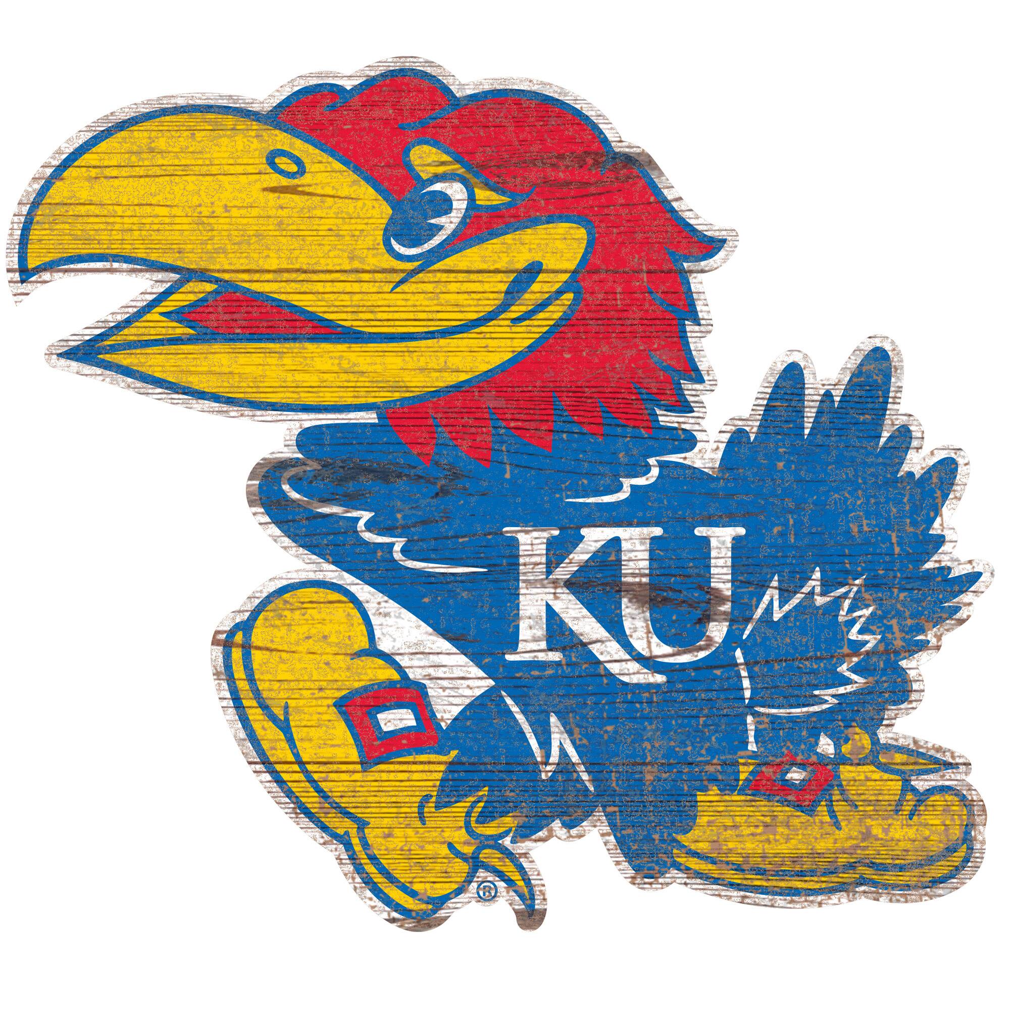 Fan Creations Kansas Jayhawks Distressed Logo Cutout Sign Multicolor ...
