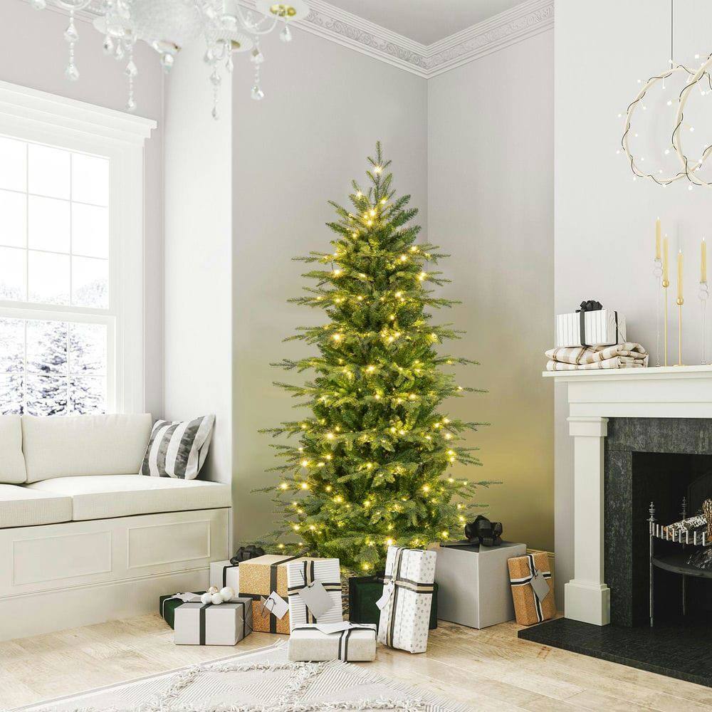Resenkos 6 Ft Pre Lit Artificial Christmas Tree Warm White LED Lighting ...