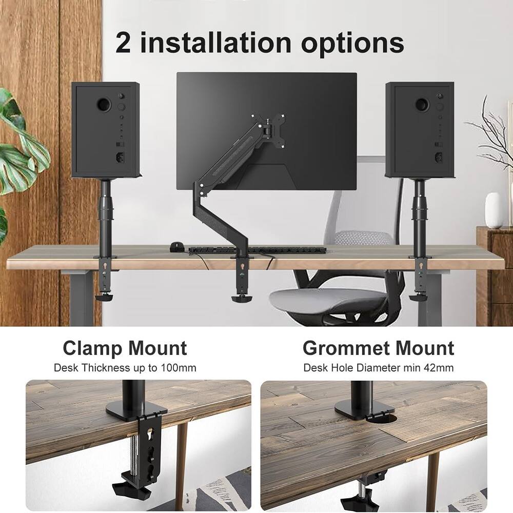 PARKER SLATER Clamp on Speaker Stand Desk Mount Set, Height Adjustment ...