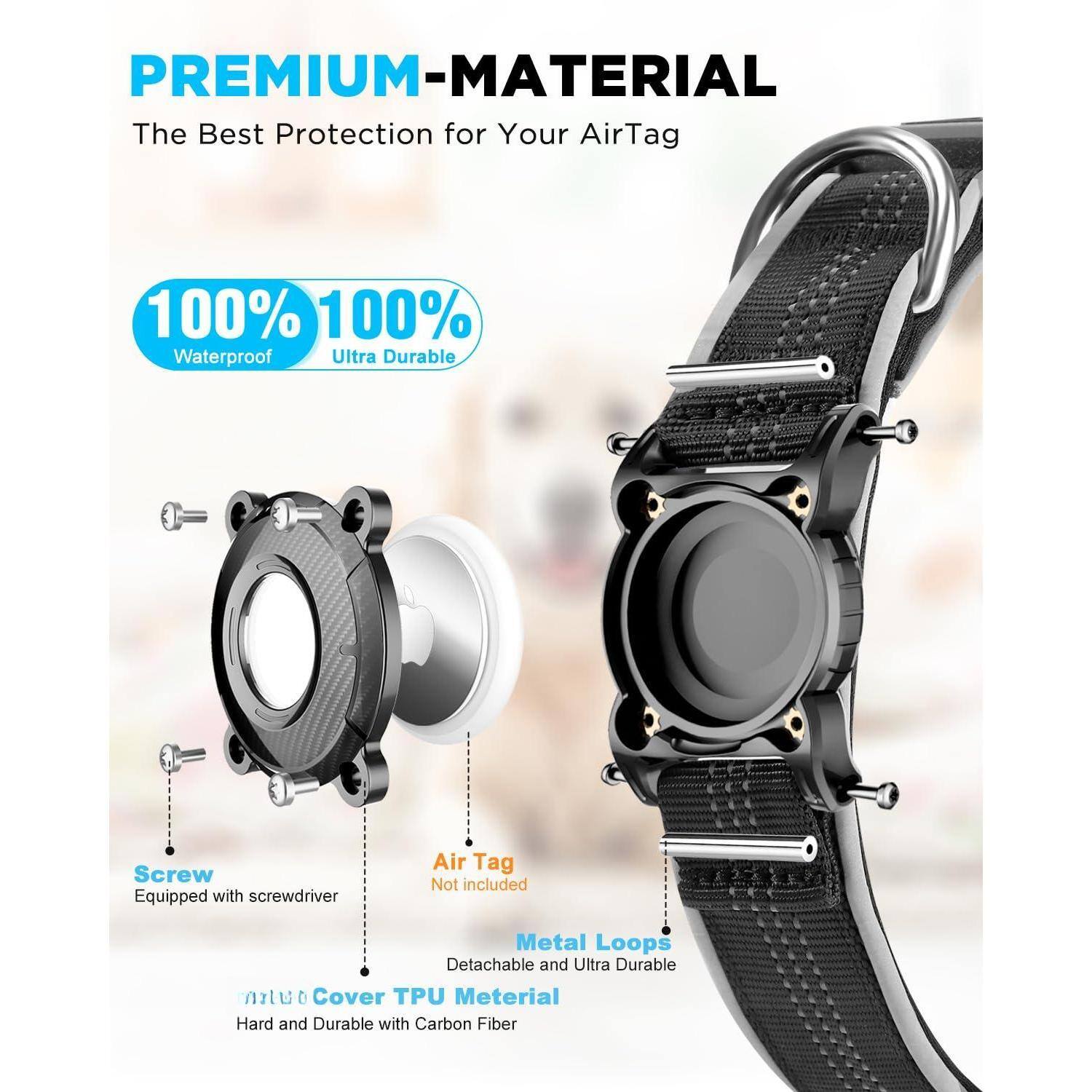 Leash Valley Refurbished Excellent Airtag Dog Collar Waterproof Holder ...