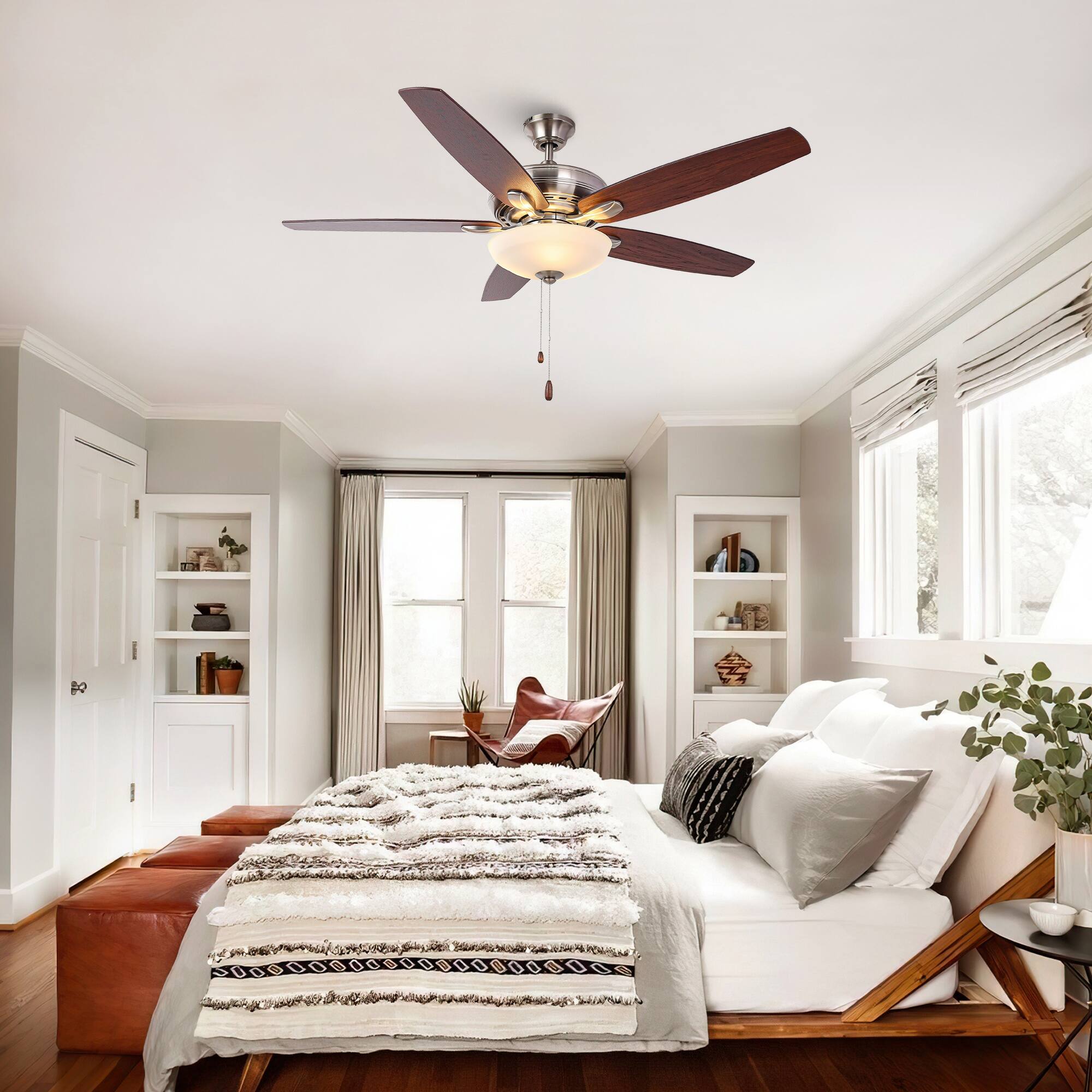 Parrot Uncle 52" Modern Nickel Dual Mounting Ceiling Fan with Light and ...
