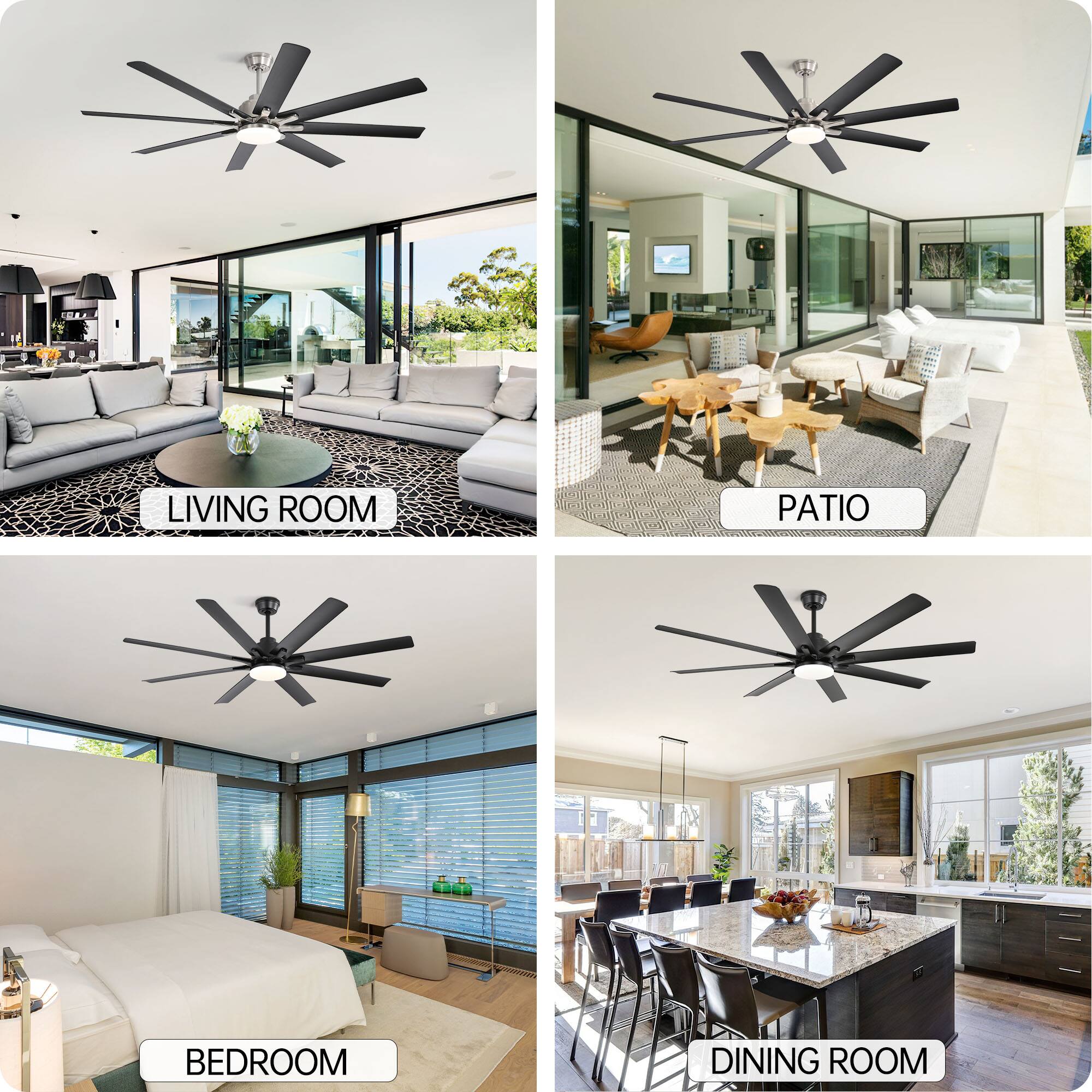 Sofucor 66 inch Large Smart APP Ceiling Fan with Light and Remote Control/Phone/Voice Google ...
