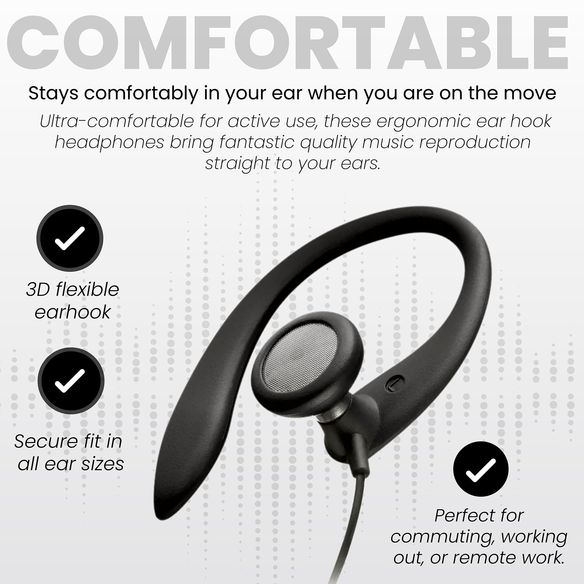 Philips Wired Earhook Headphones, 15mm Driver, Secure Fit, 1.2m Cable ...