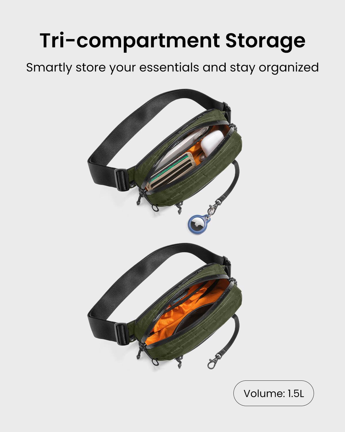 tomtoc Aviator T35 1.5L X Pac Sling Bag with RFID Blocking, Minimalist ...